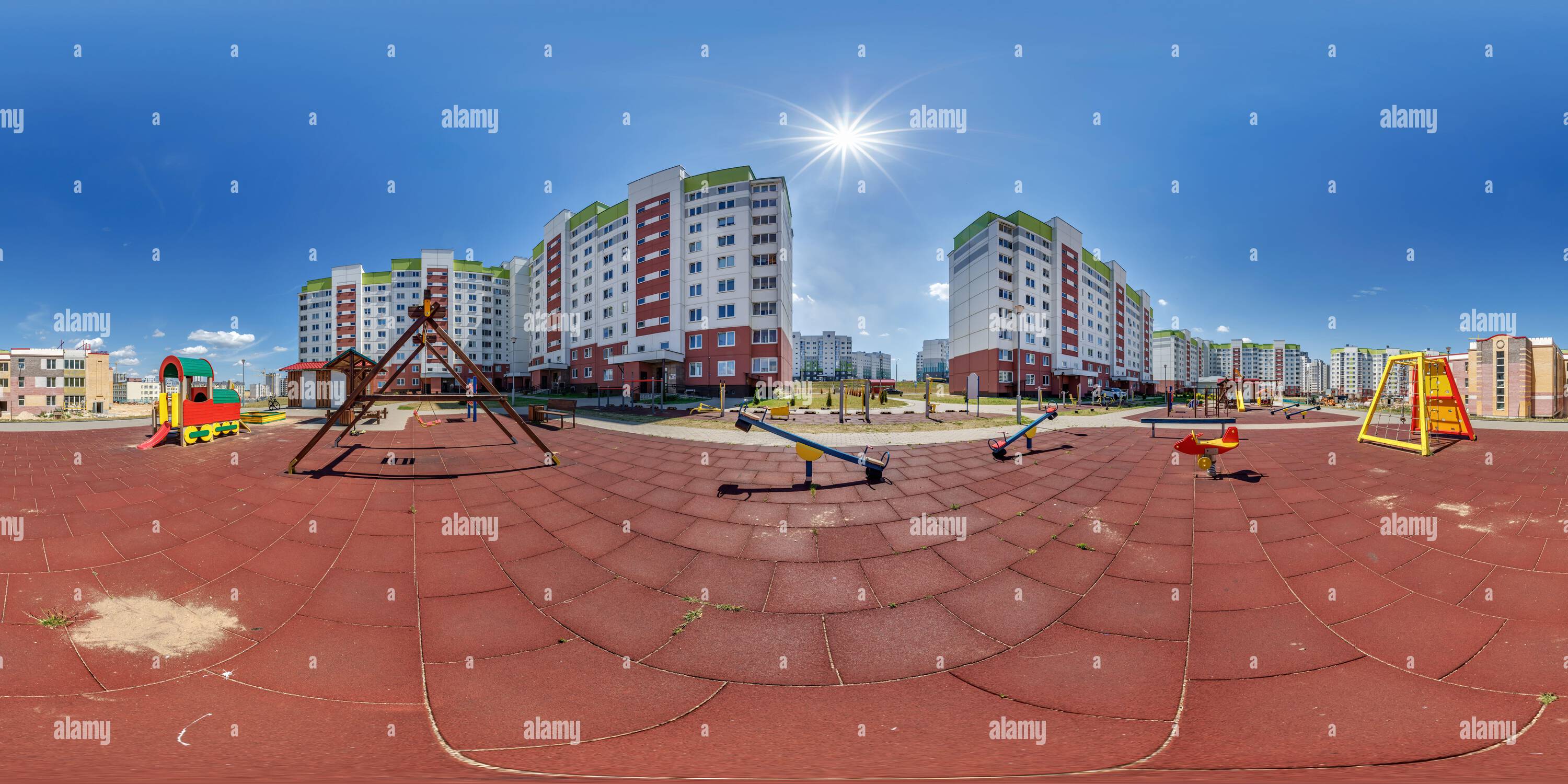 360° view of 360 hdri panorama on sports or childrens playground in ...