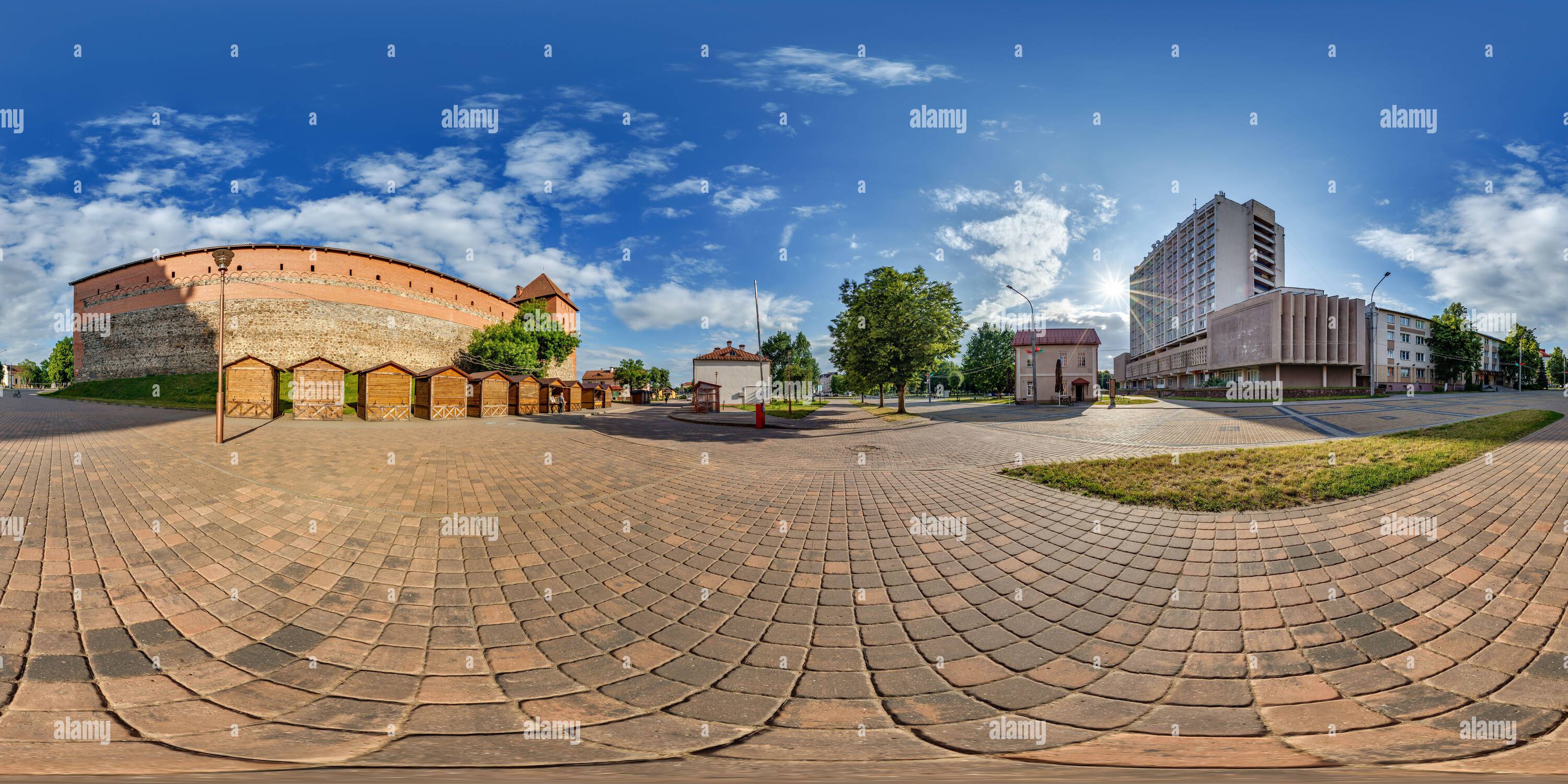 360° view of hdri 360 panorama near huge neo-gothic castle, defensive ...