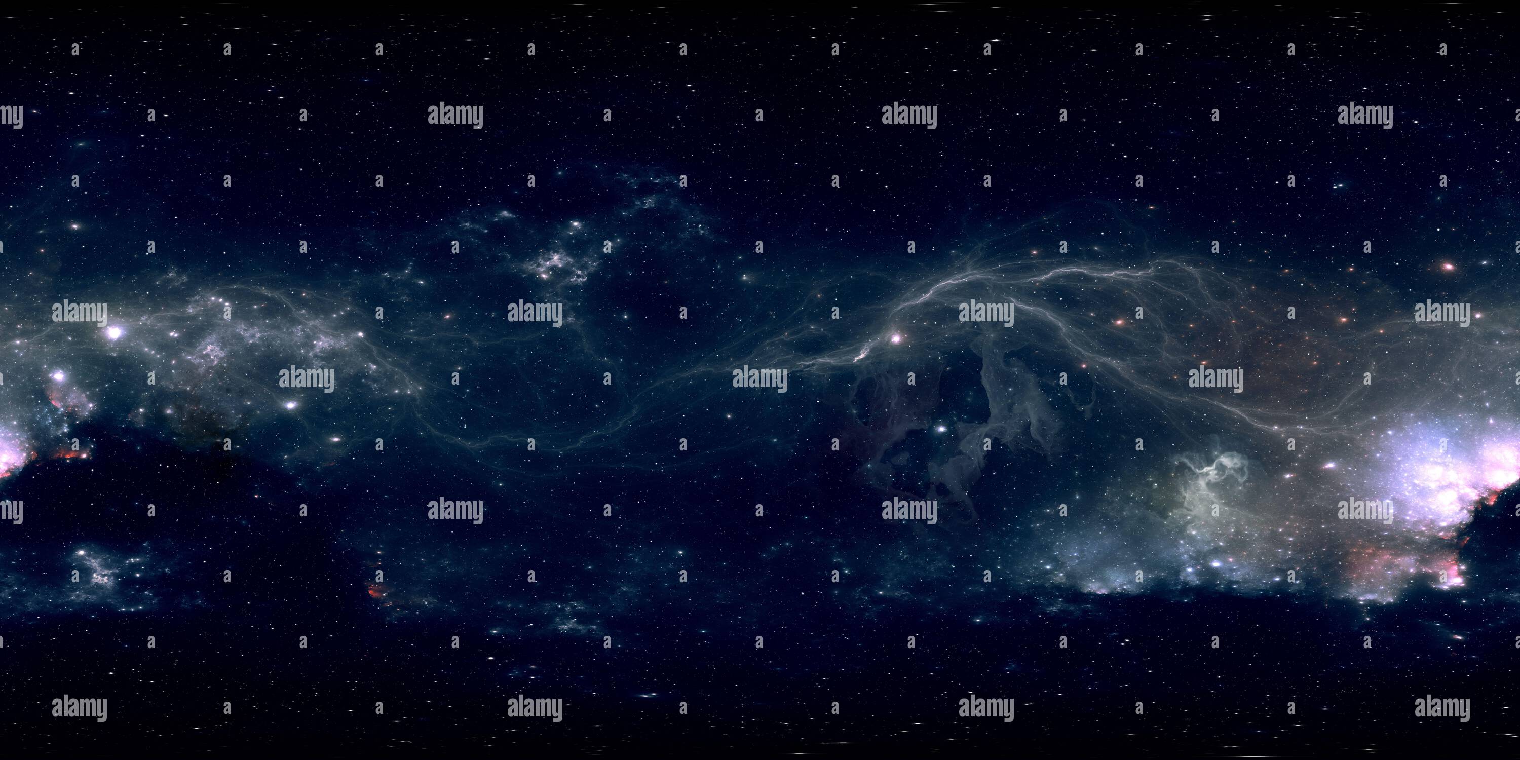 360° view of 360 degree space background with glowing huge nebula with ...