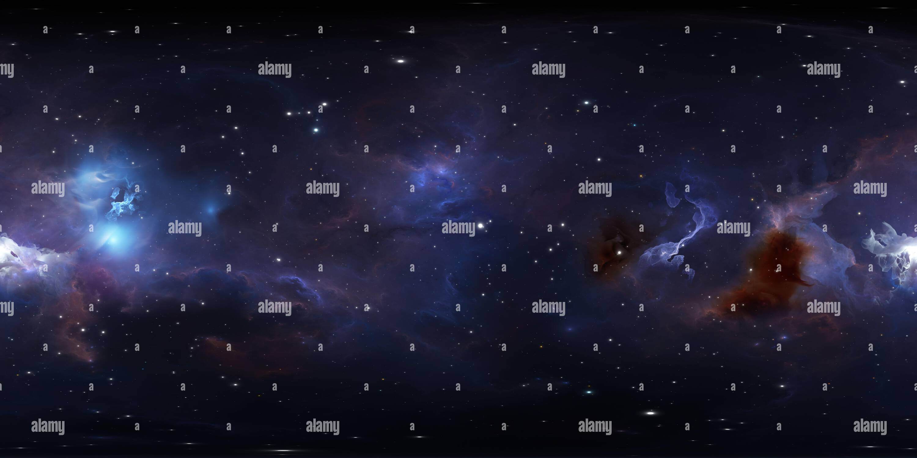 360° view of 360 degree space background with glowing huge nebula with ...