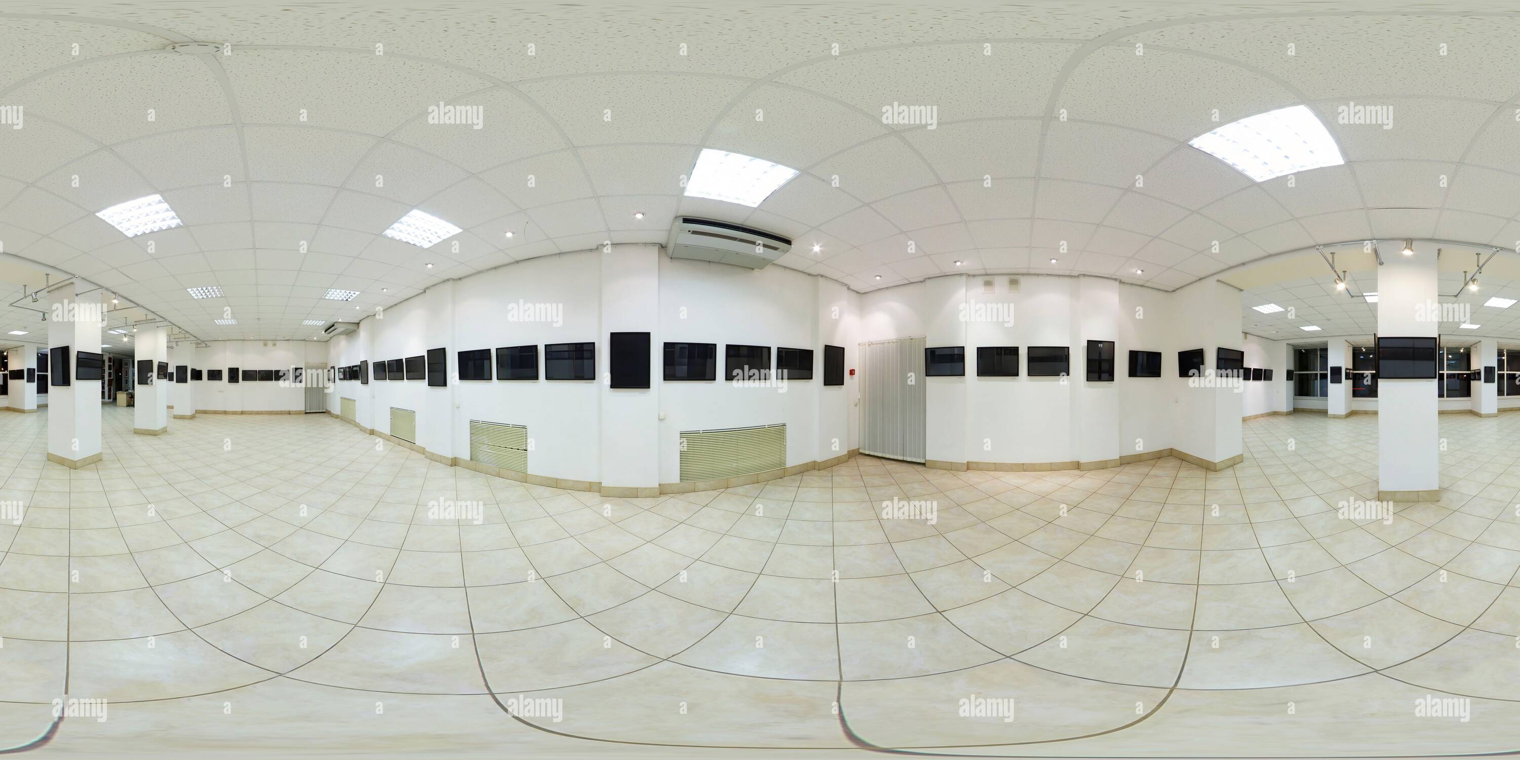 360° view of 360 panorama in hall room of exhibition gallery with empty ...