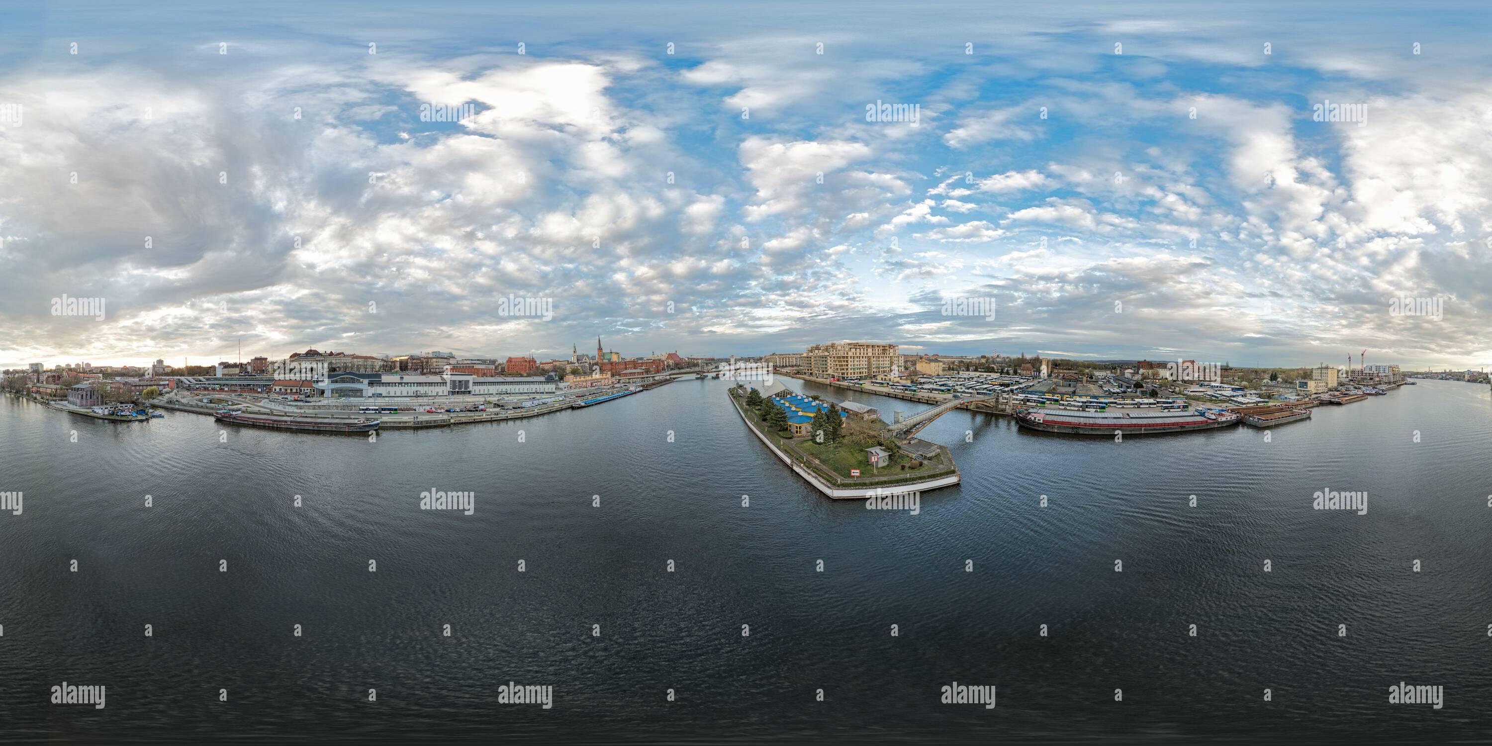 360° view of Spherical 360 panorama and aerial view of the train ...