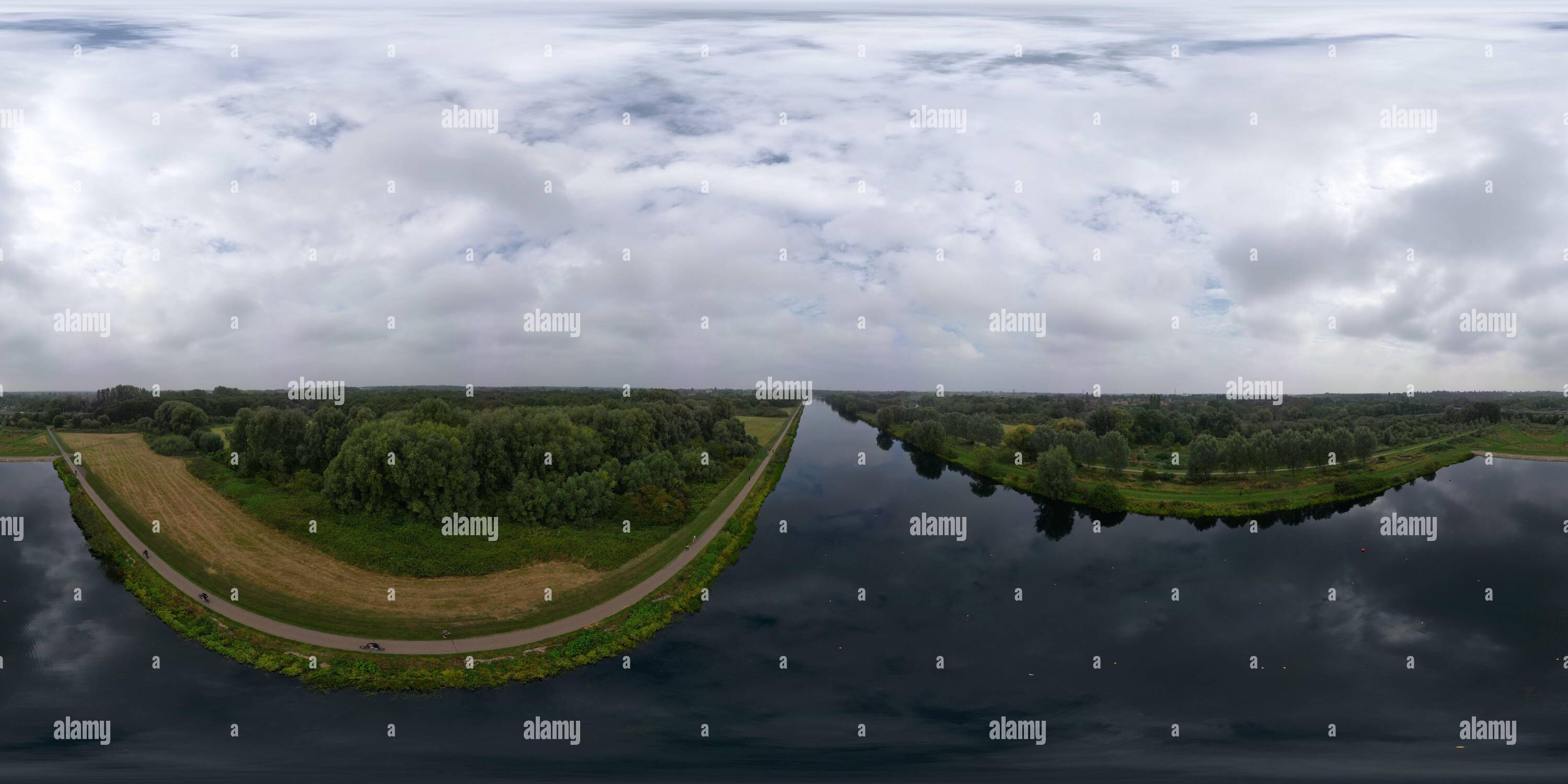 360° view of Peterborough Rowing Lake from above - Alamy