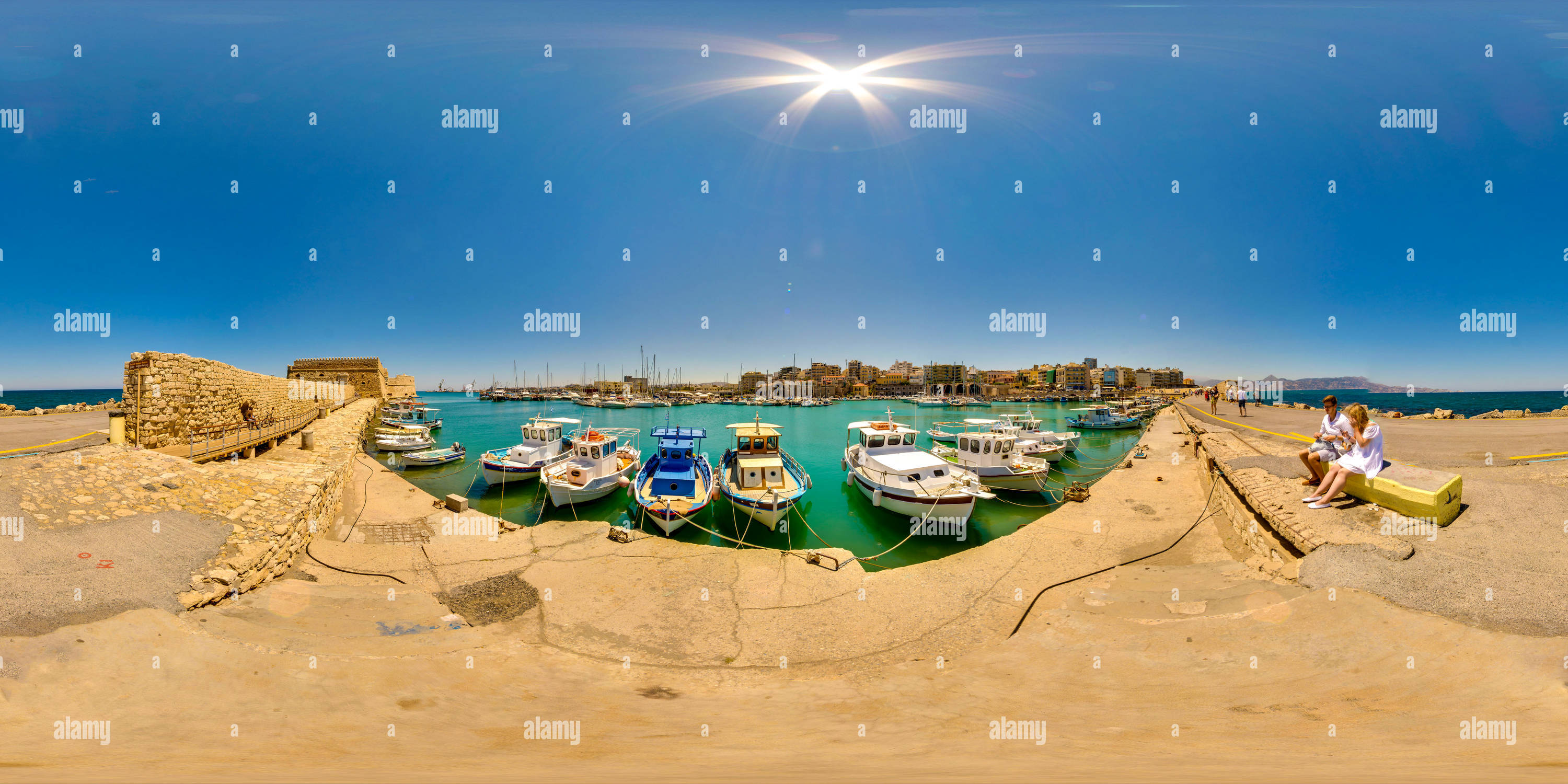 360° view of Heraklion Venetian Harbour, Crete, Greece - Alamy