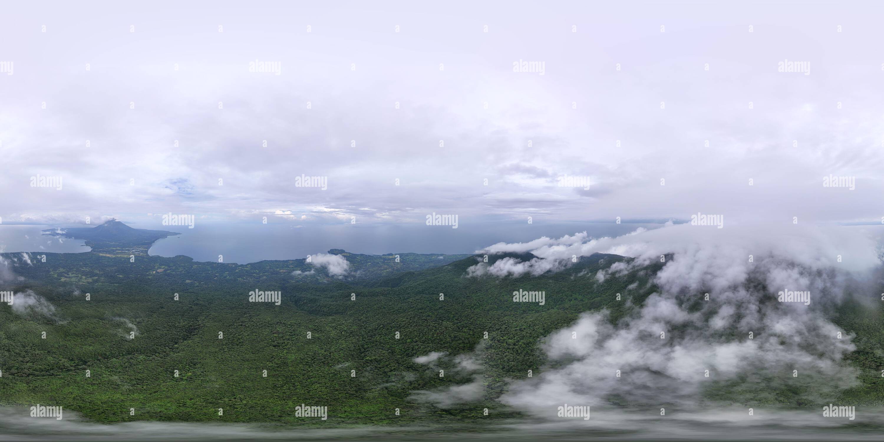360° view of Green rainforest landscape on Ometepe island aerial 360 vr view - Alamy