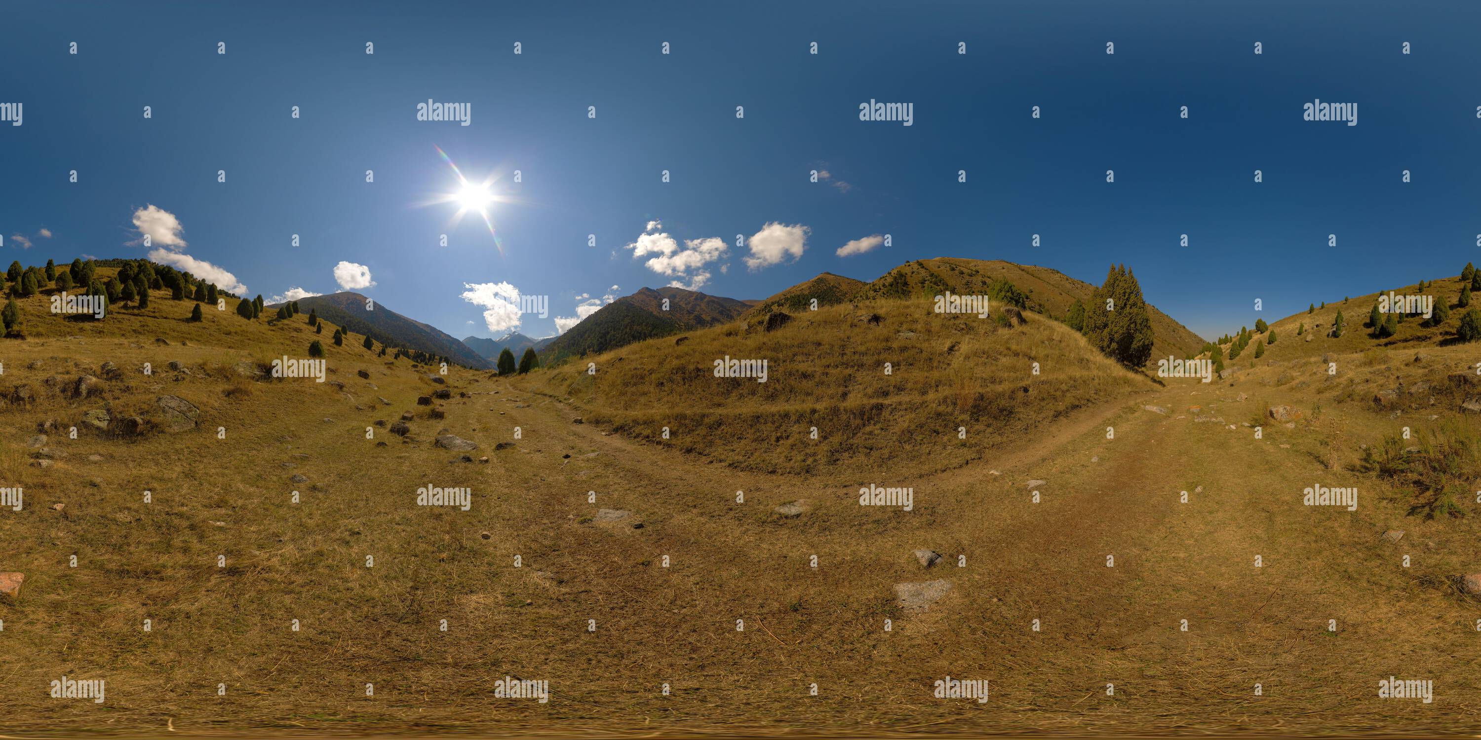 360° view of Full Spherical panorama of sunny autumn day in mountains ...