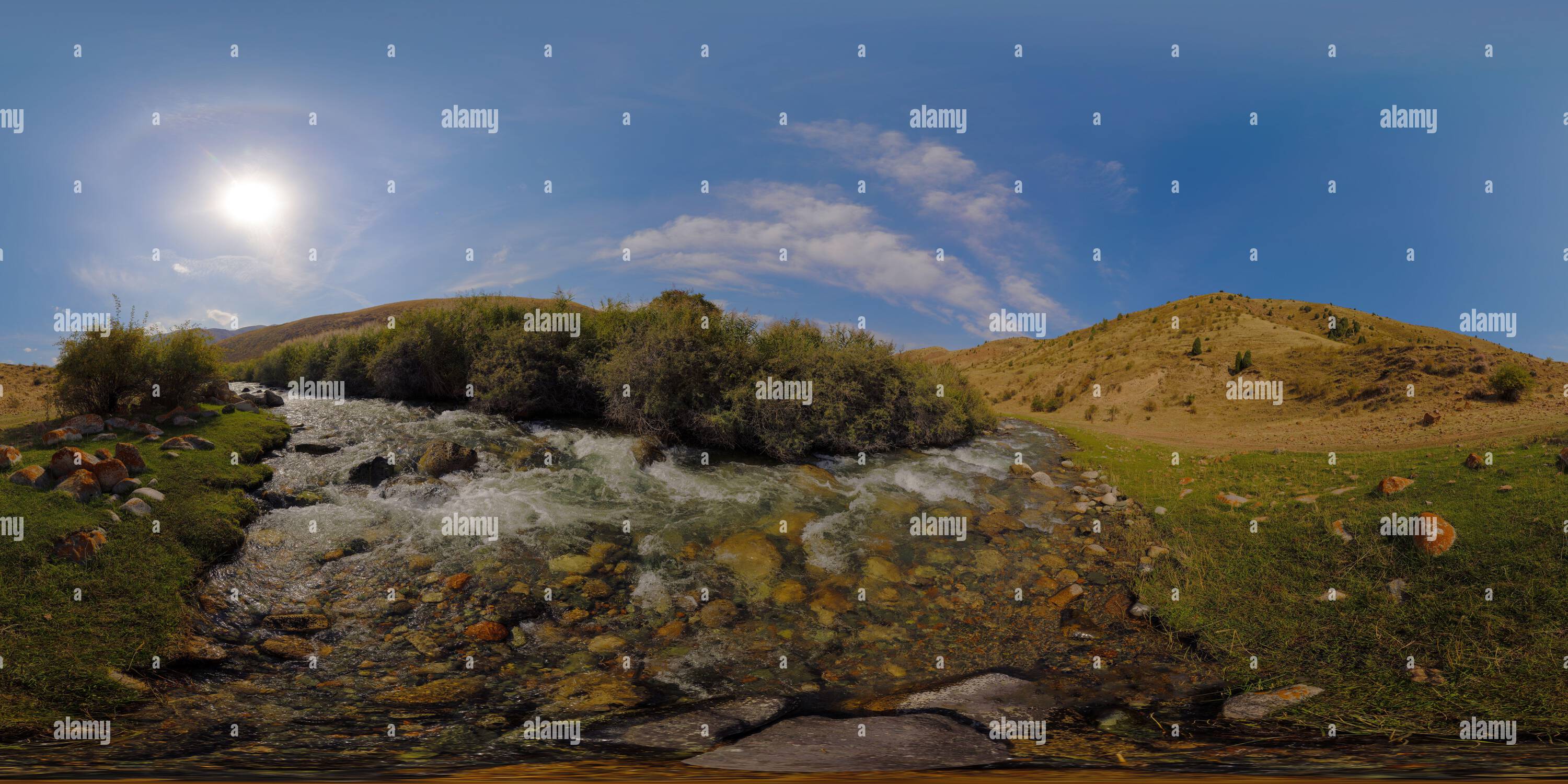 360 vr yellow mountain river hi-res stock photography and images - Alamy