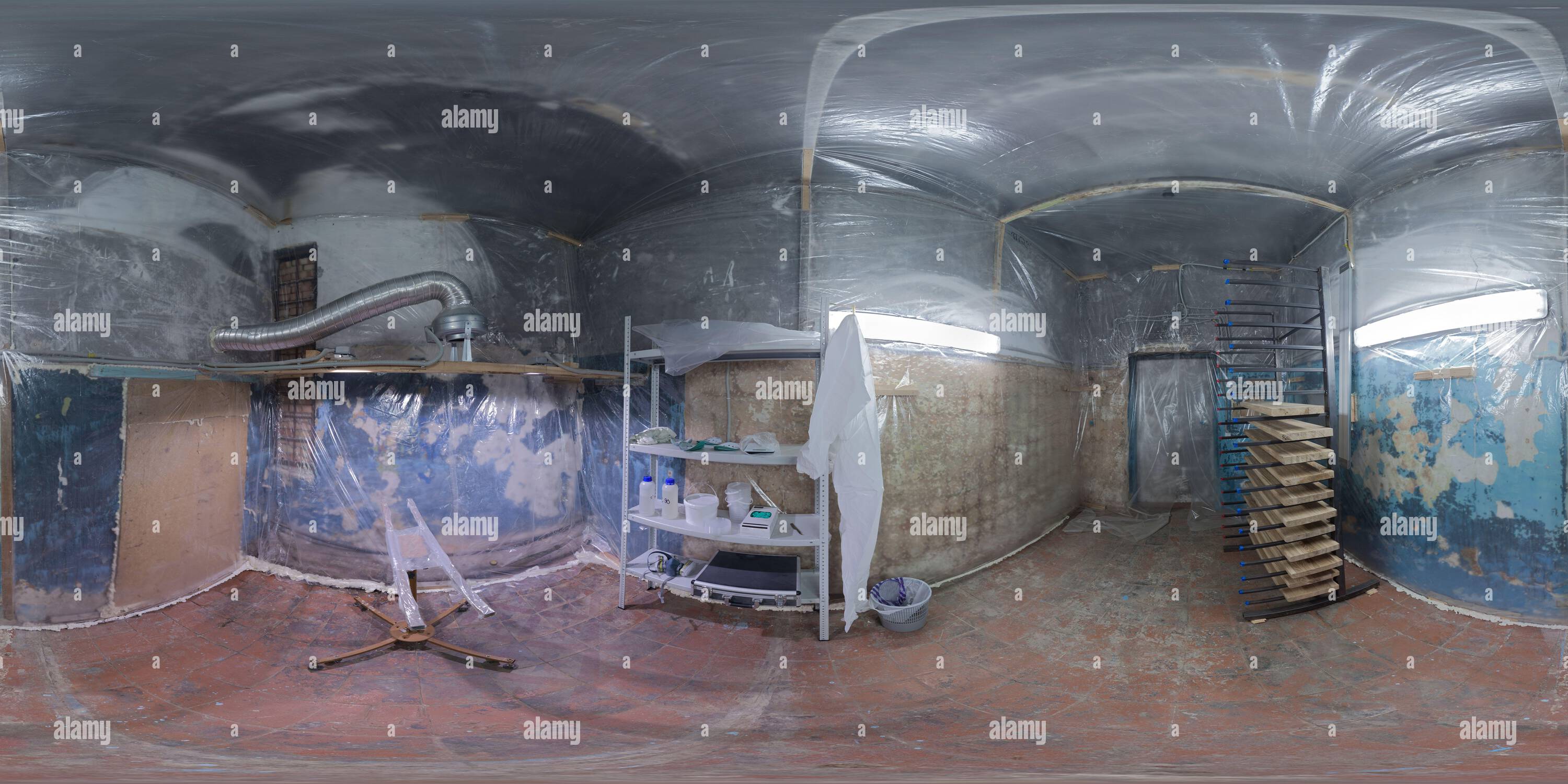 360° view of Underground paint shop clean room full 360 by 180 degree ...