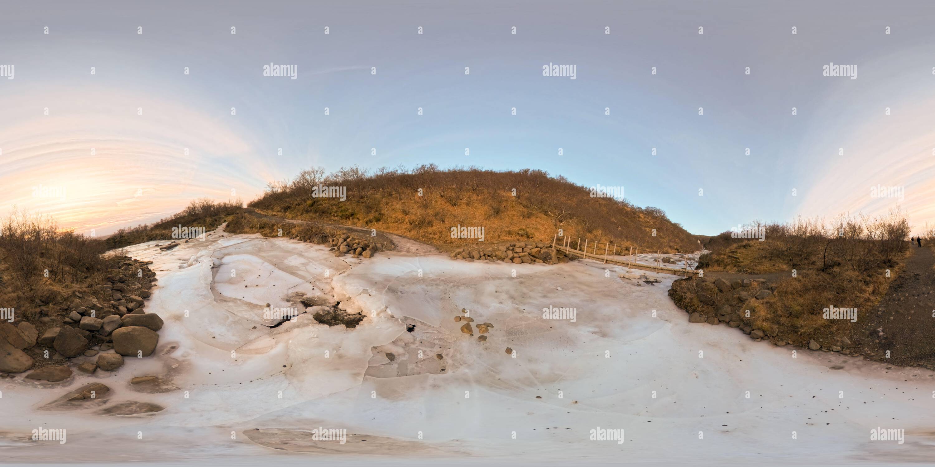 360° view of 360 equirectangular photo frozen rivers at Magnusarfoss ...