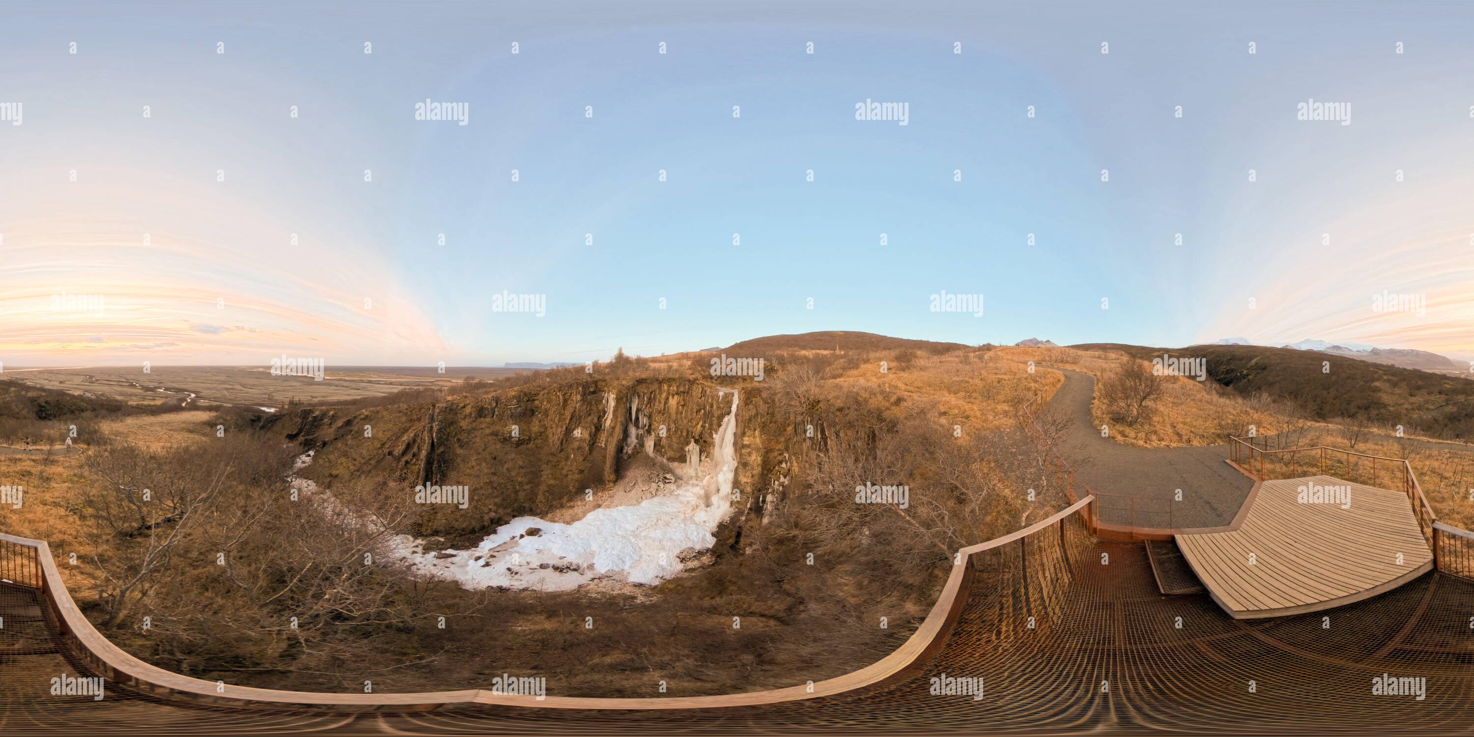360° view of 360 equirectangular photo frozen waterfall Magnusarfoss ...