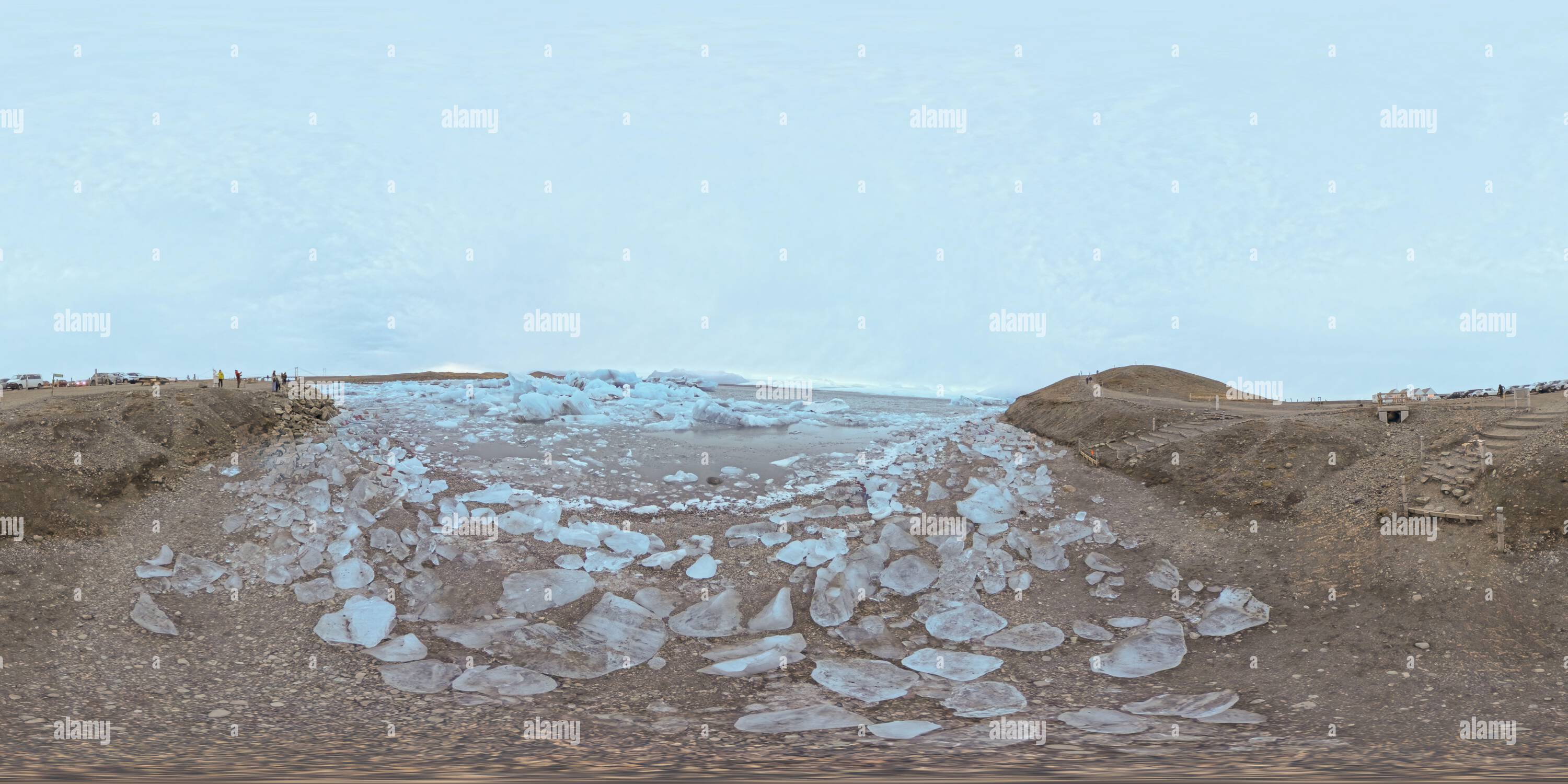360° view of 360 equirectangular photo lake Jokulsarlon and Diamond ...