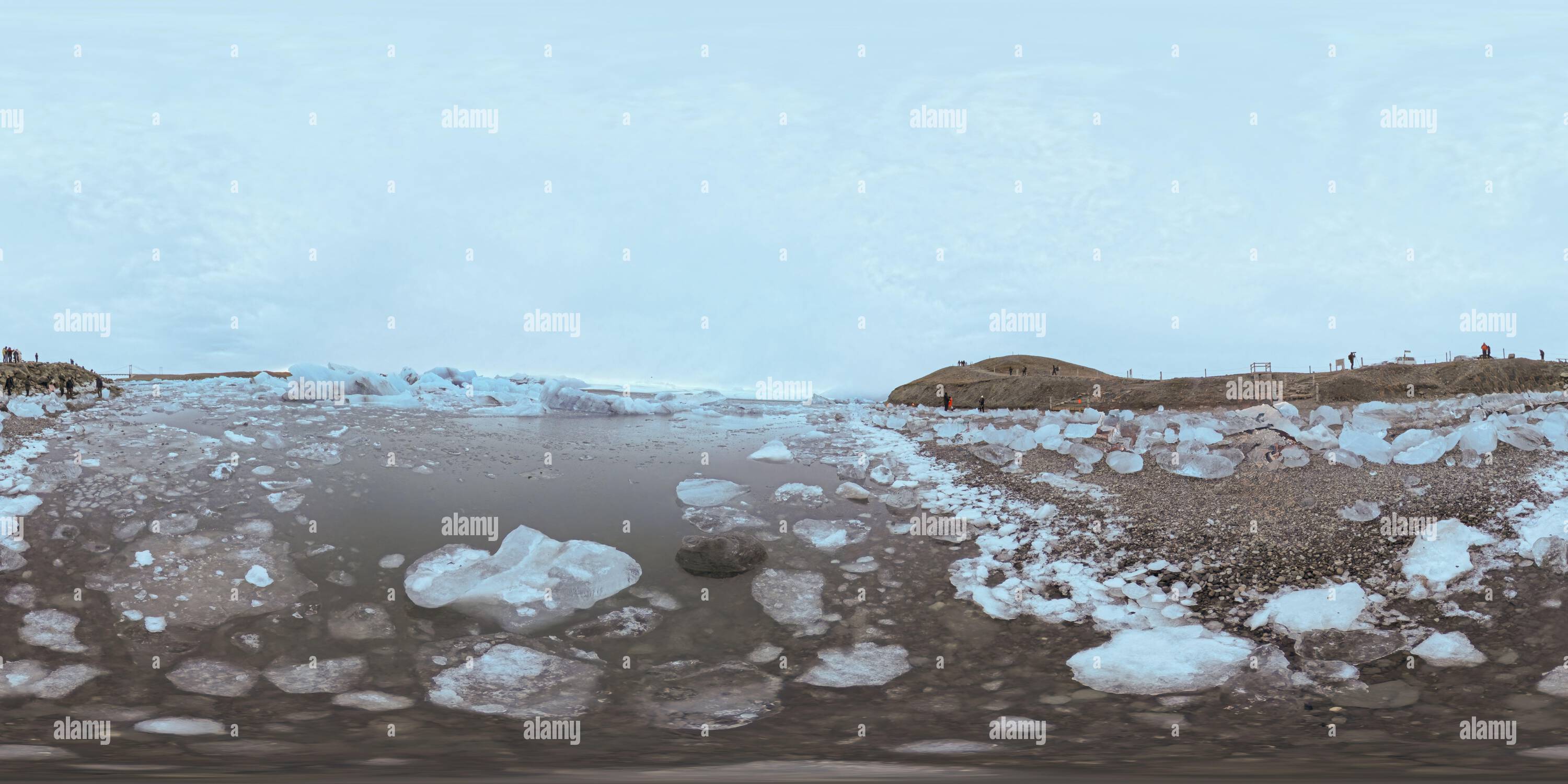 360° view of 360 equirectangular photo lake Jokulsarlon and Diamond ...