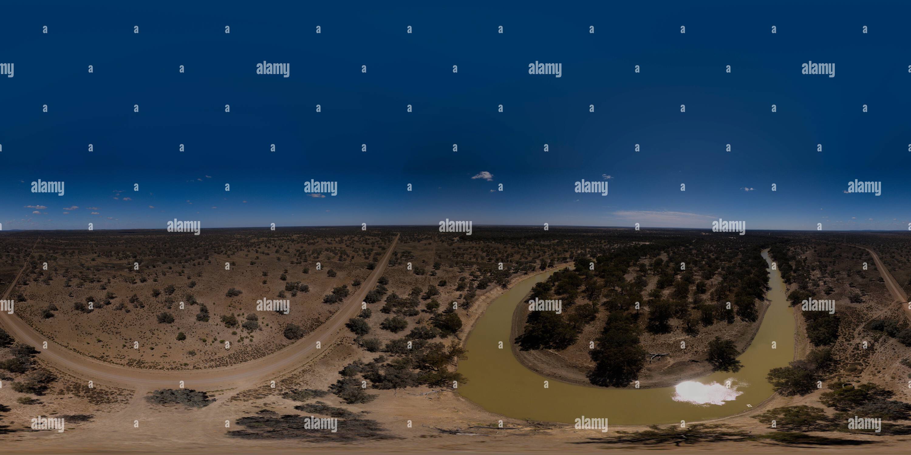 360° view of 360° aerial panorama of the floodplains of the Darling River near Louth New South ...