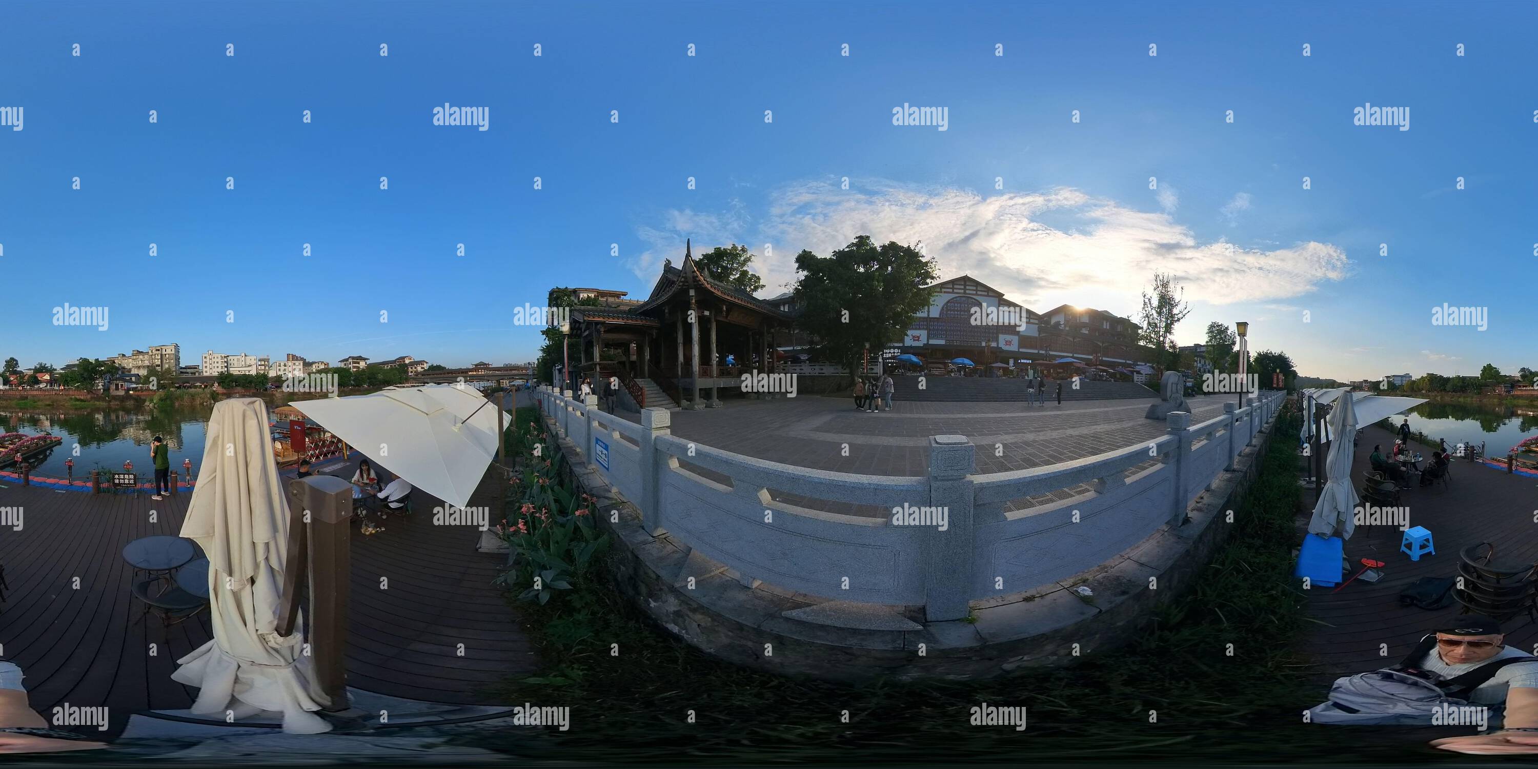 360° view of 360 view of people enjoying local food at the walking ...