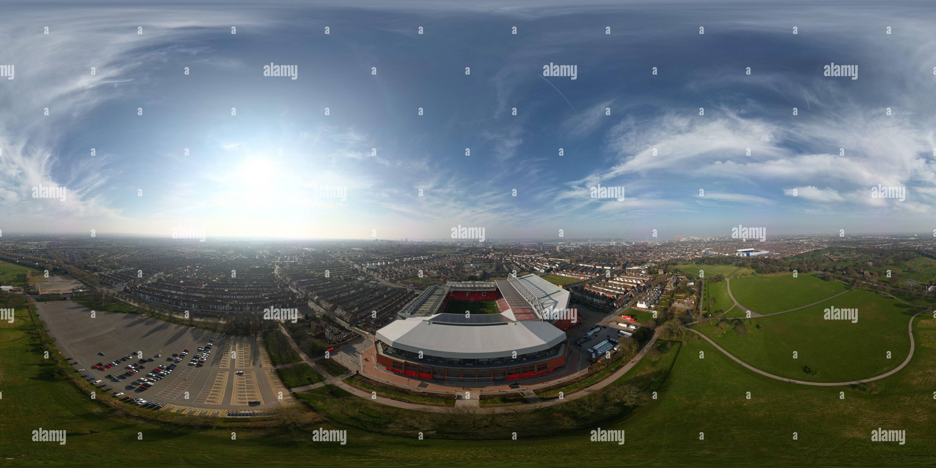 360° view of 360° panoramic aerial view Anfield, the home of Liverpool ...