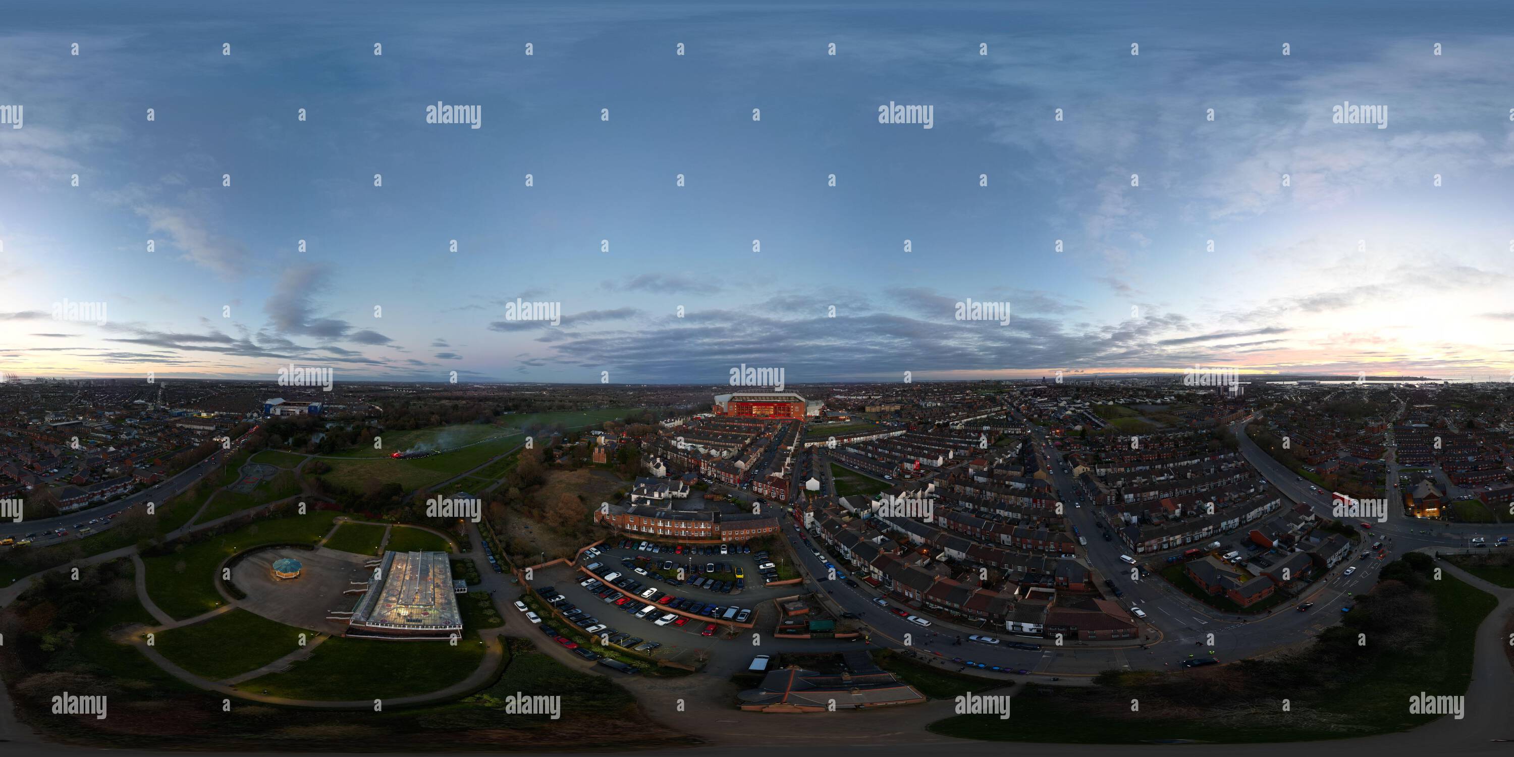 360° view of 360° panoramic aerial view Anfield, the home of Liverpool ...