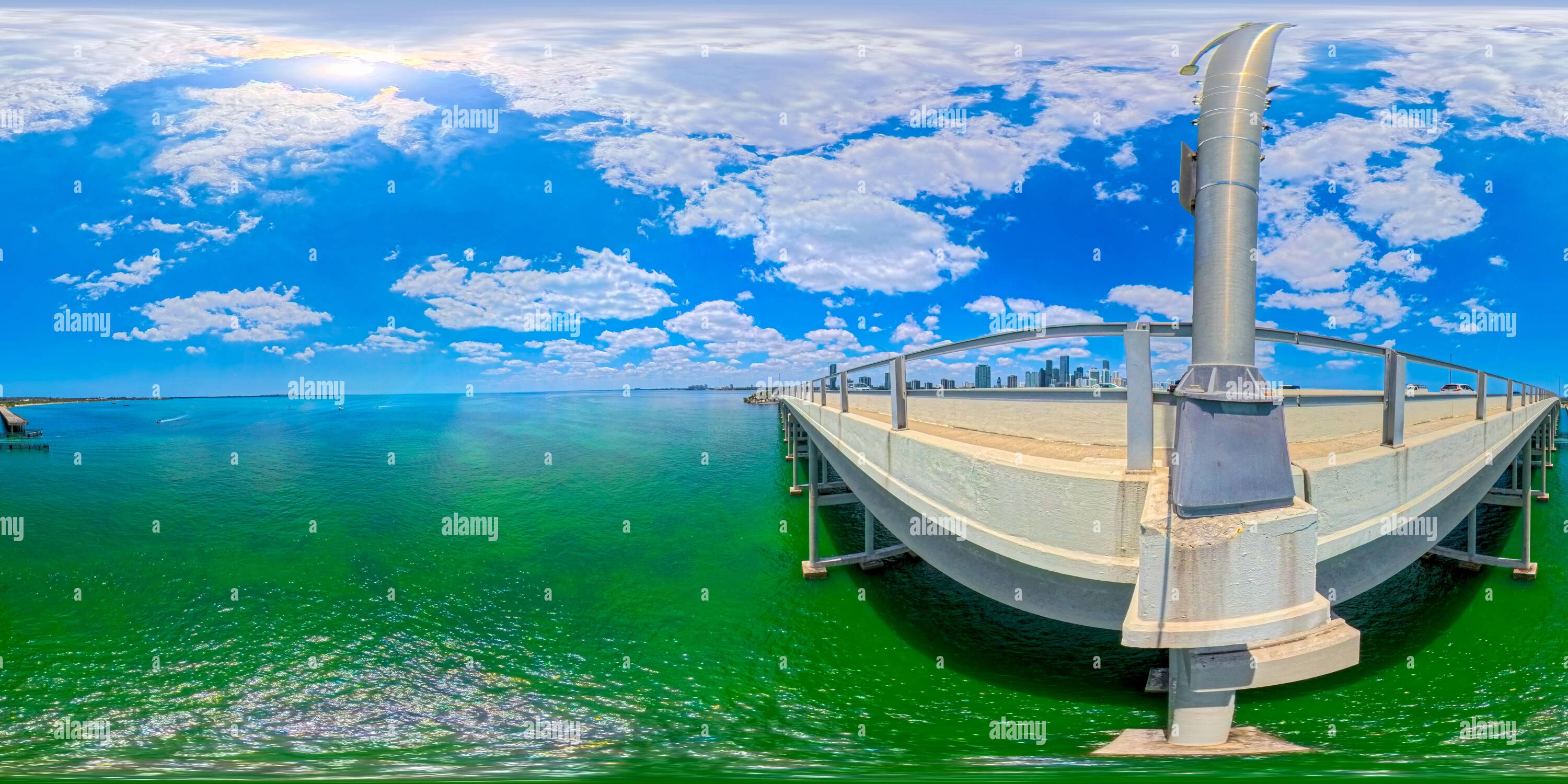 360° view of 360 photo view over the side of Rickenbacker Causeway ...