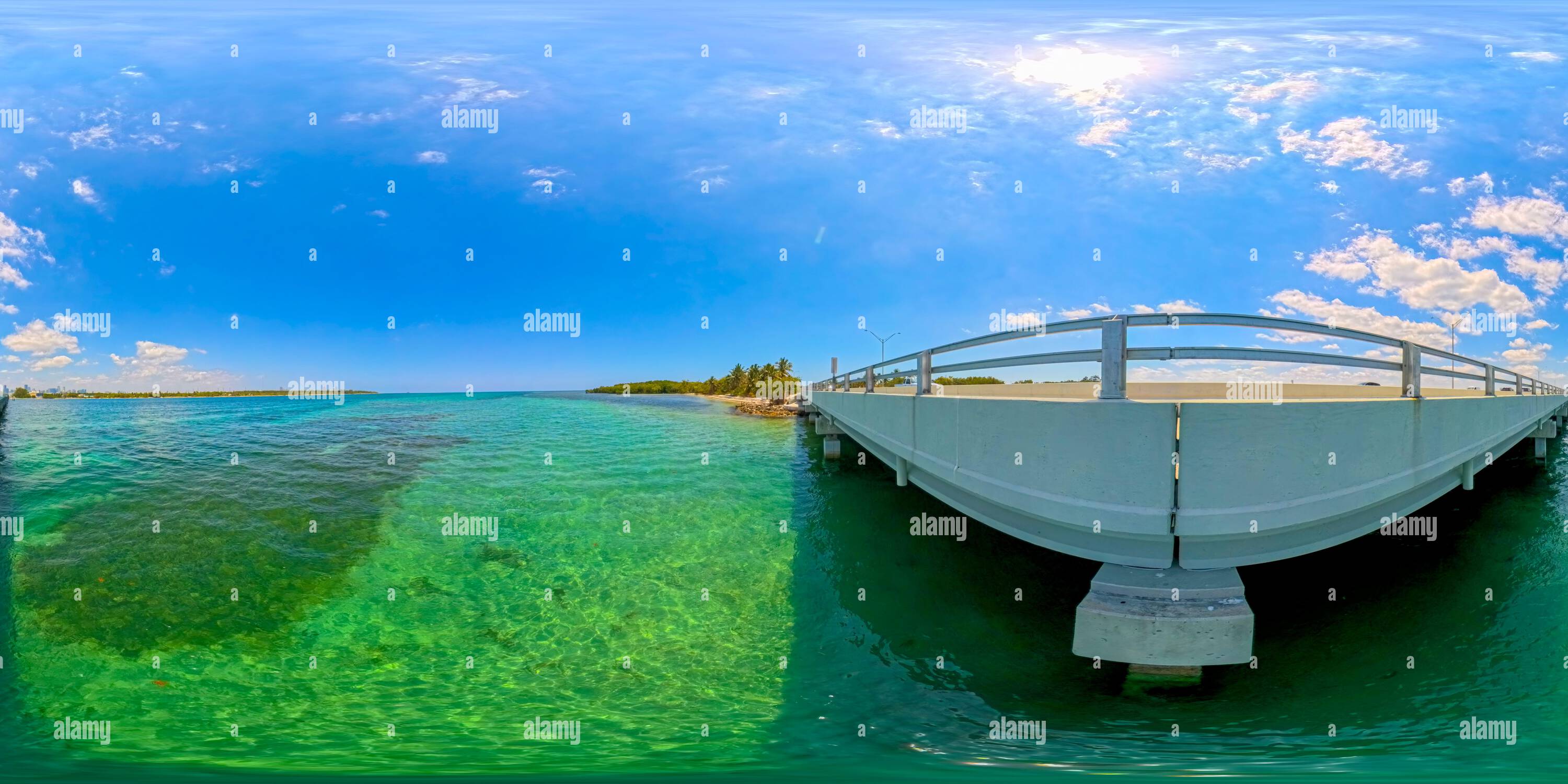 360° view of 360 photo view over the side of Rickenbacker Causeway ...