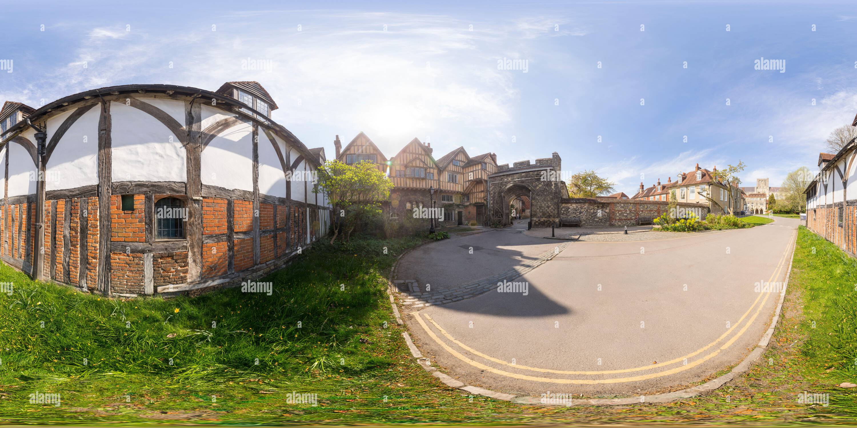 360° view of Winchester Cathedral Close near the 15th-century Prior's ...