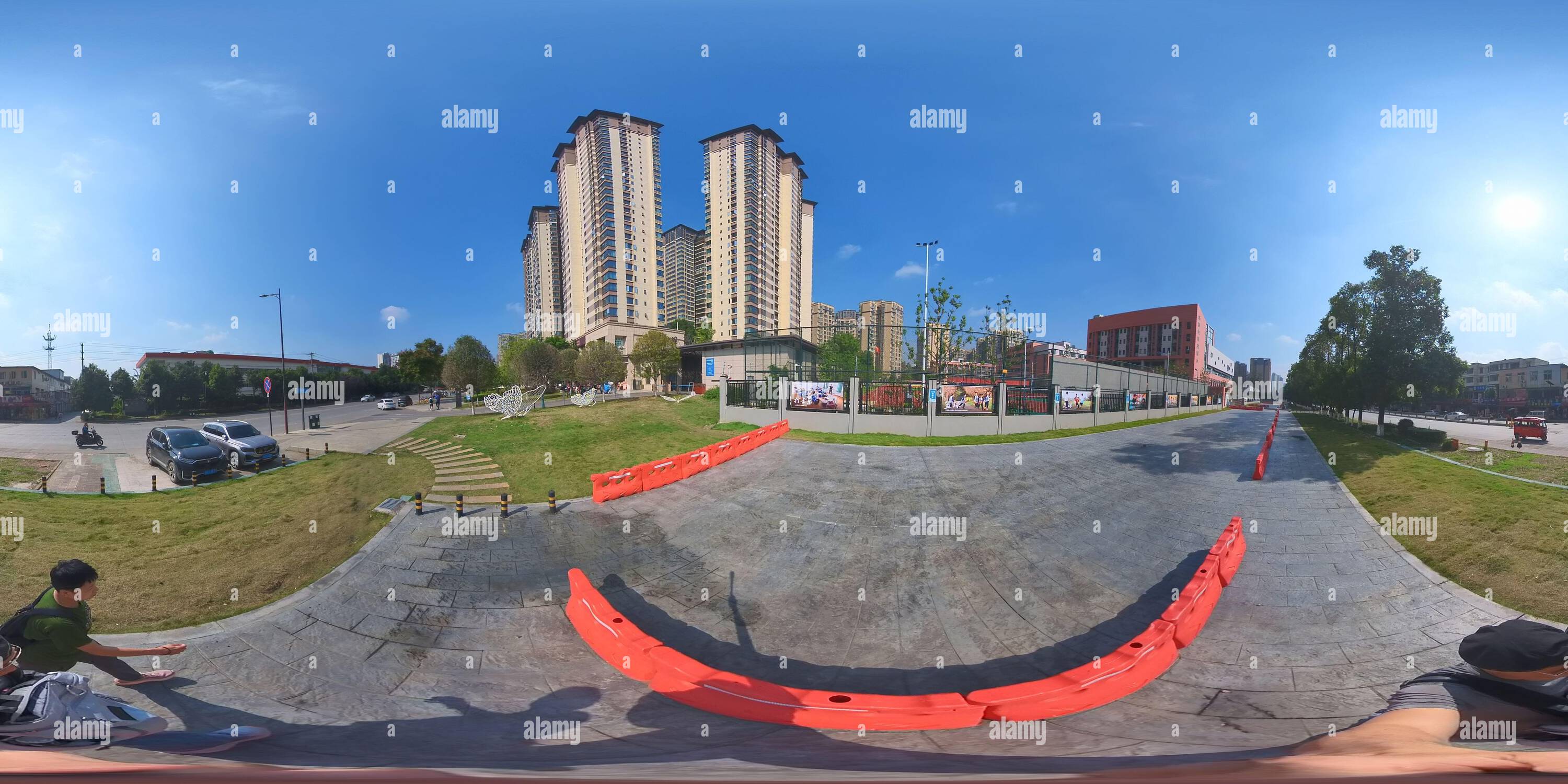 360° view of 360 view of tourists and locals visiting the local shopping mall and walking ...