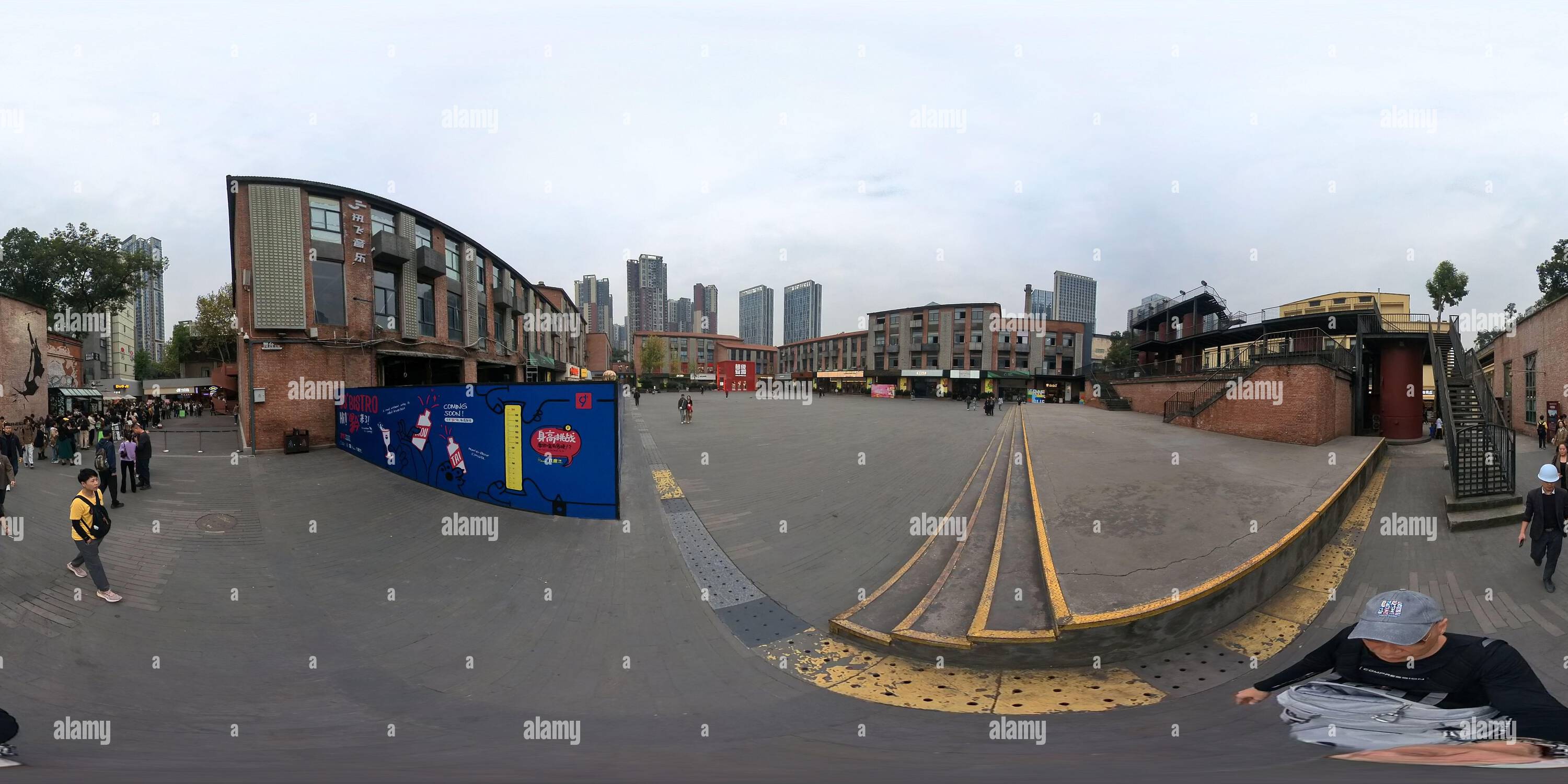 360° view of 360 view of tourists and locals visiting the local shopping mall and walking ...