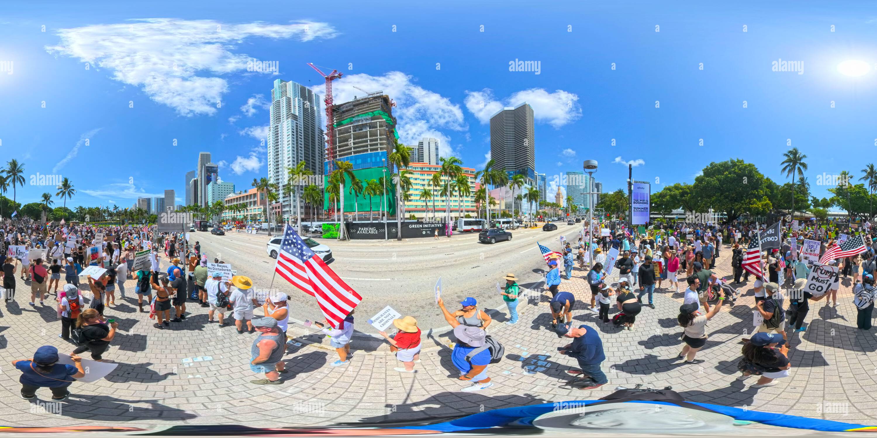 360° view of Miami, FL, USA - June 14, 2025: No Kings Protest at ...