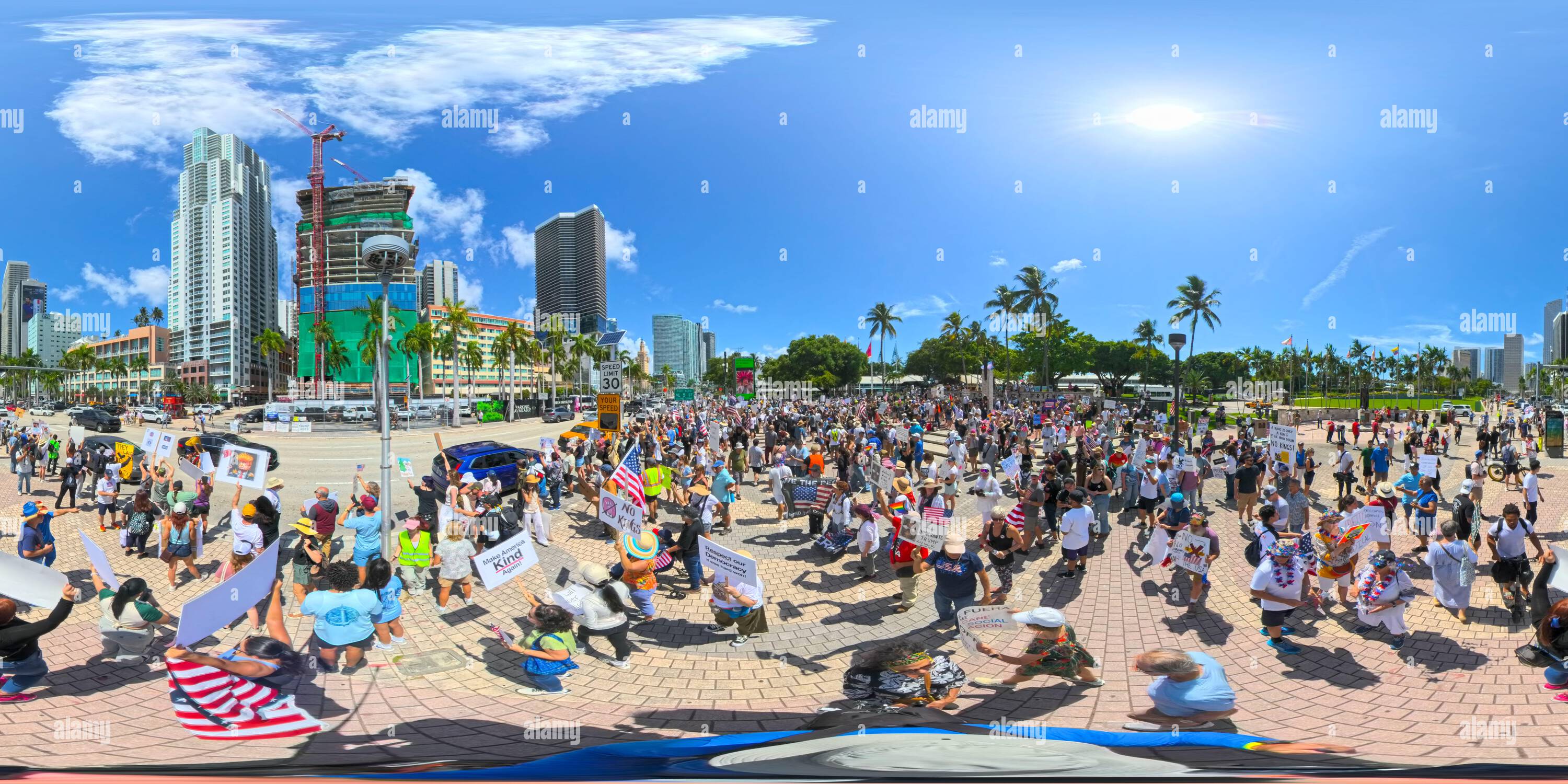 360° view of Miami, FL, USA - June 14, 2025: No Kings Protest at ...