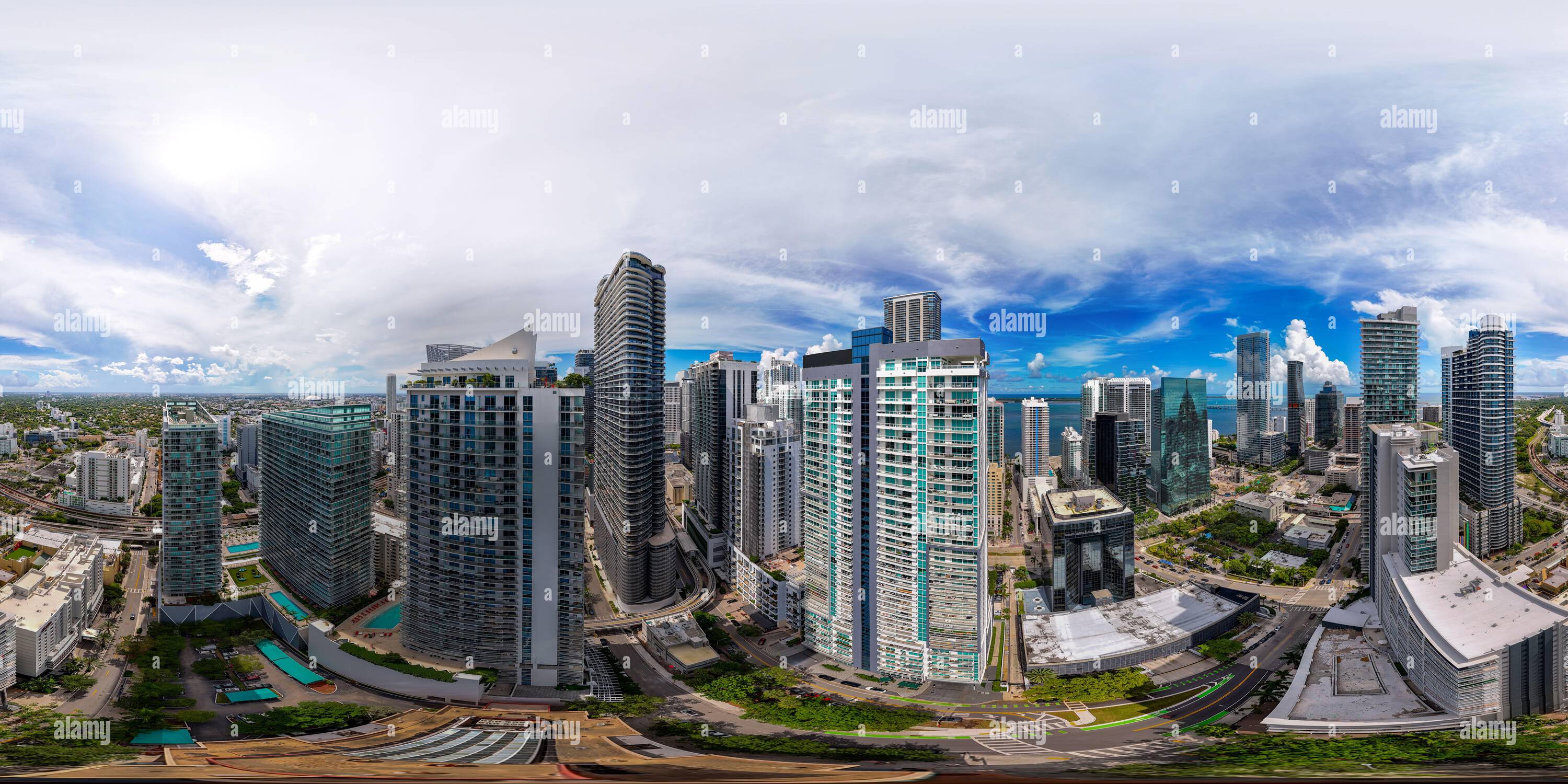 360° view of Aerial 360 equirectangular photo Downtown Brickell Miami ...