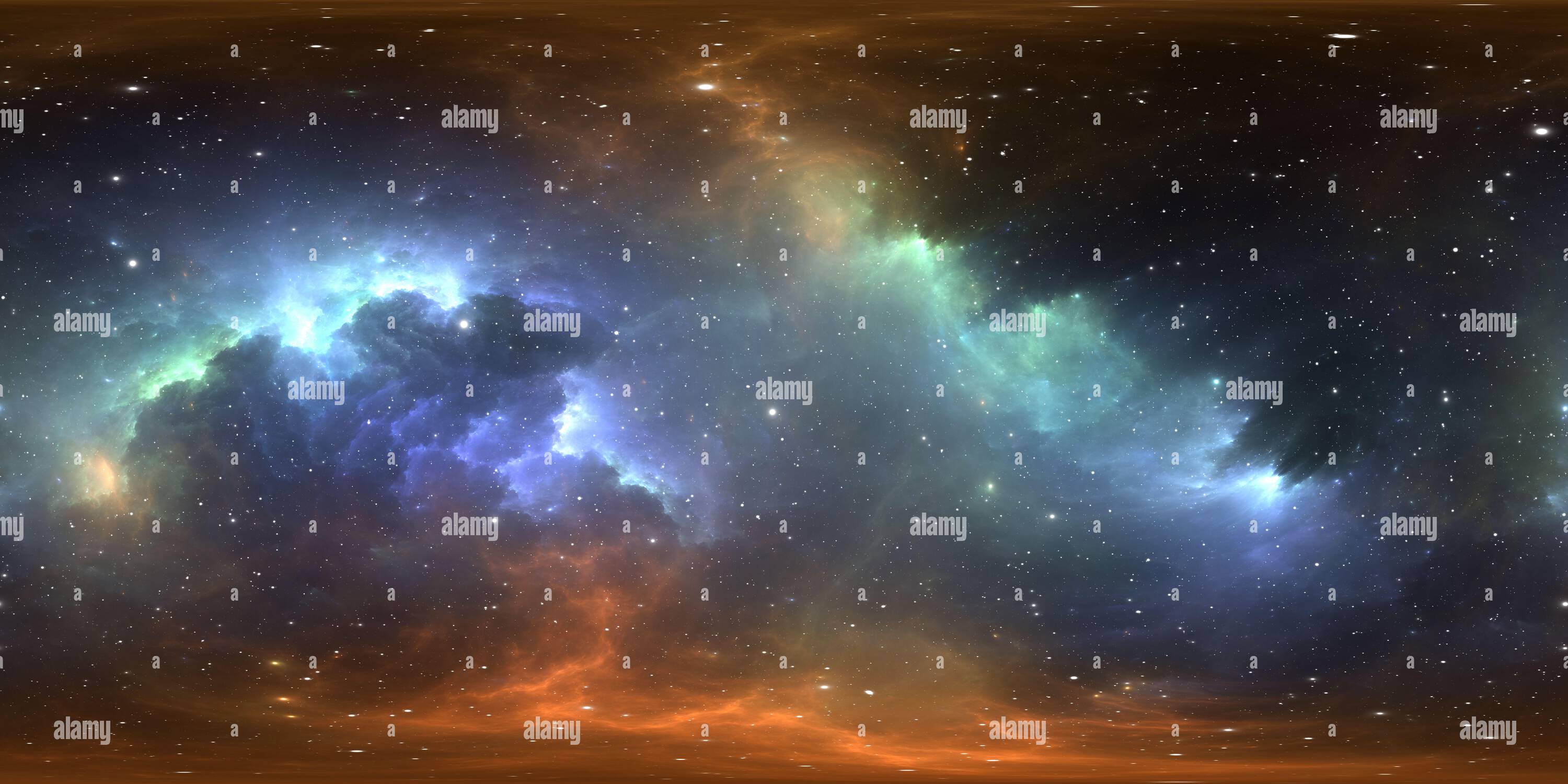 360° view of 360 degree stellar system and gas nebula. Panorama ...