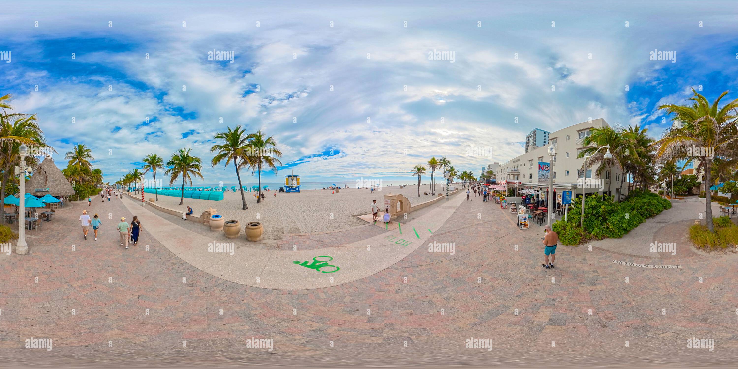 360° view of Hollywood, FL, USA - January 4, 2026: 360 equirectangular ...