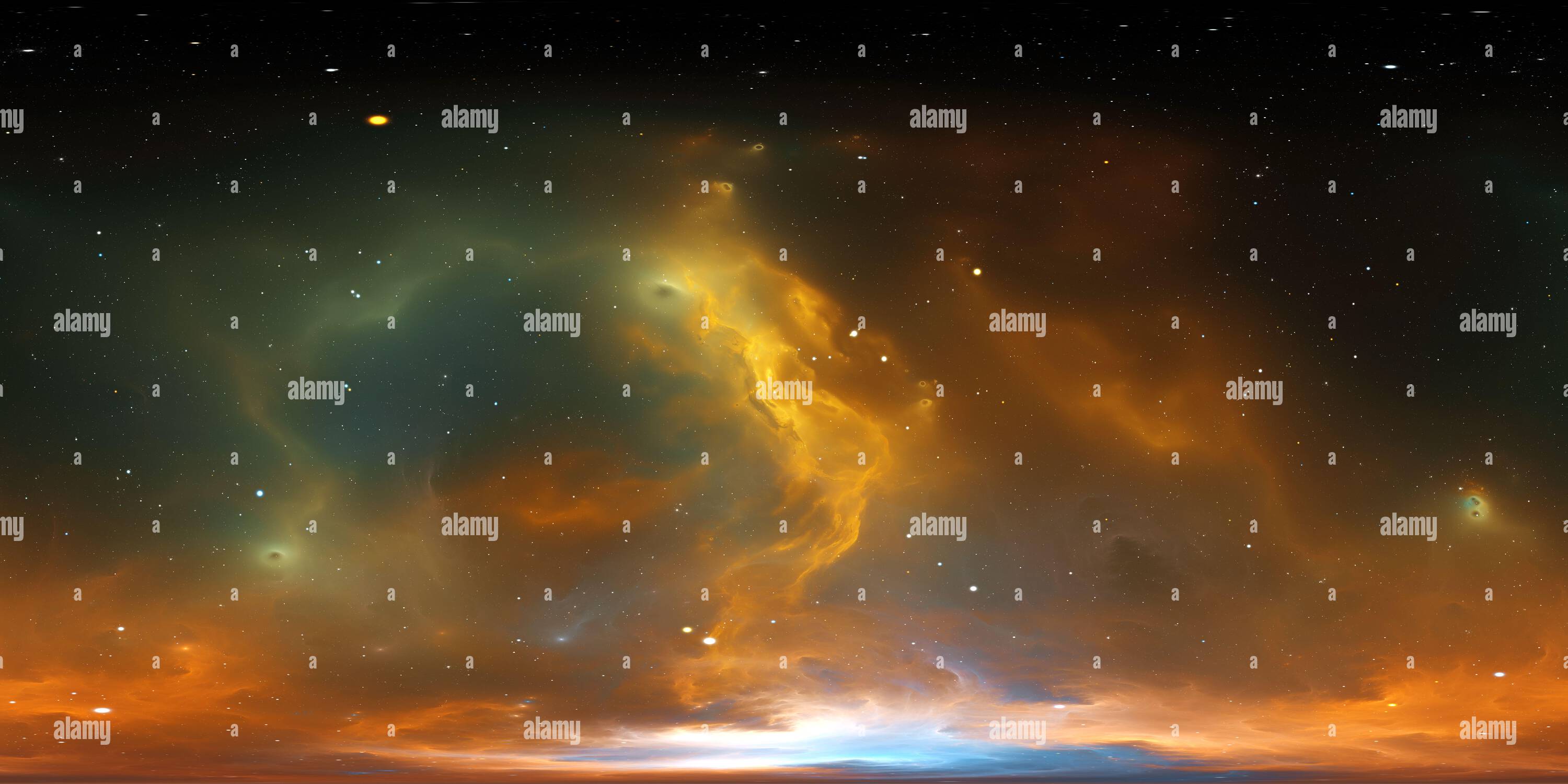 360° view of 360 degree stellar space background with nebula. Panorama ...