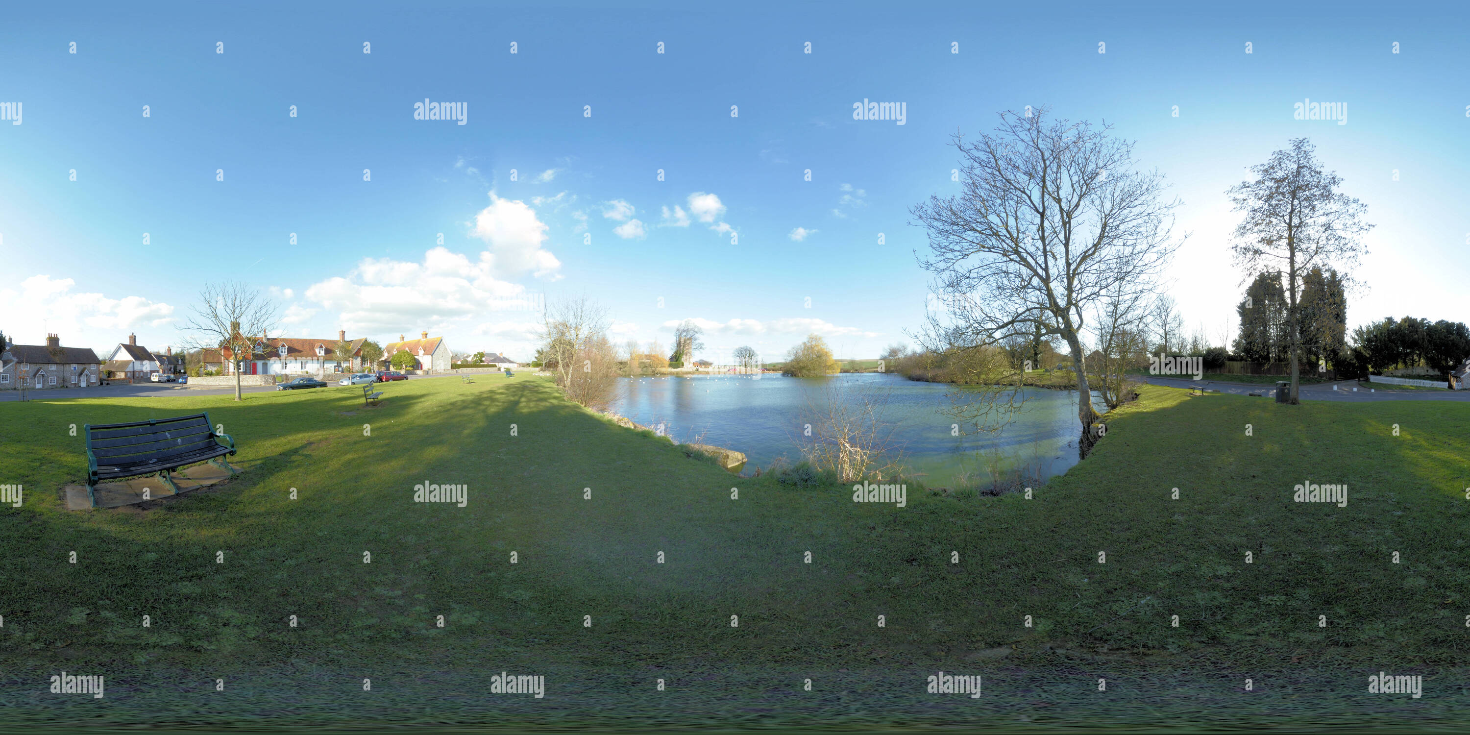 360° view of Falmer village pond - Alamy