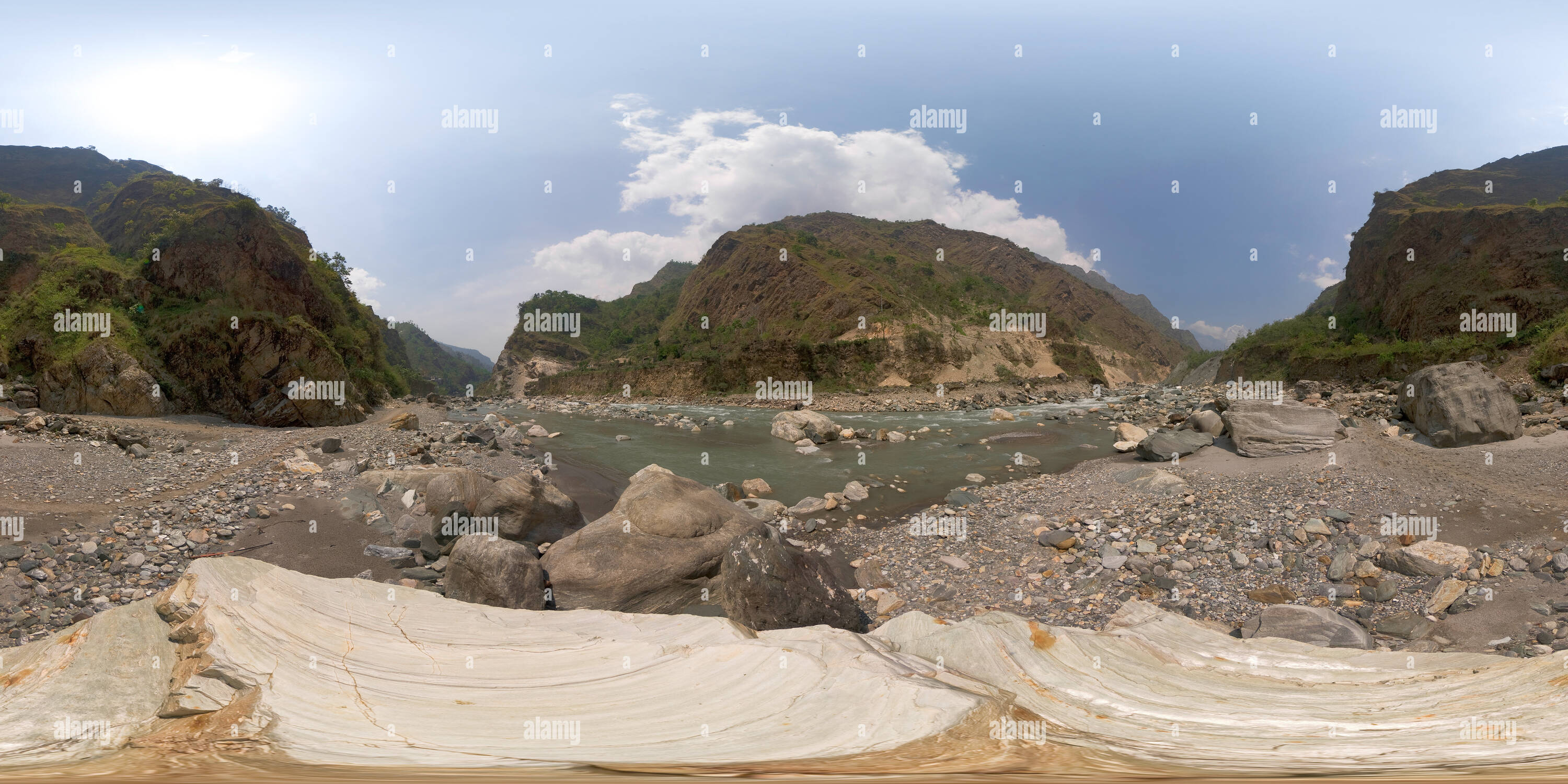 360° view of Gandaki River, Annapurna - Alamy