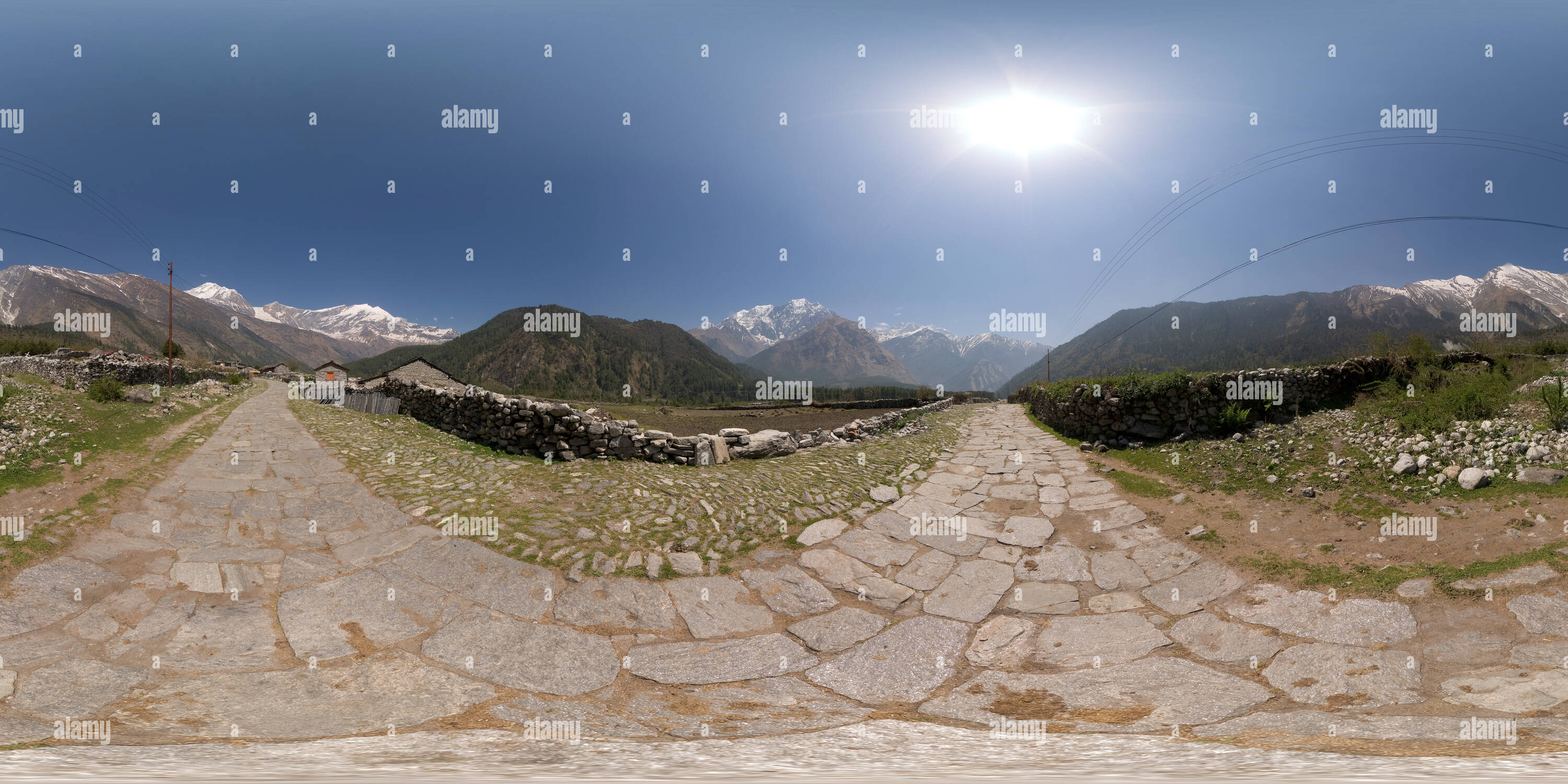 360° view of Kalopani Village Path, Annapurna - Alamy