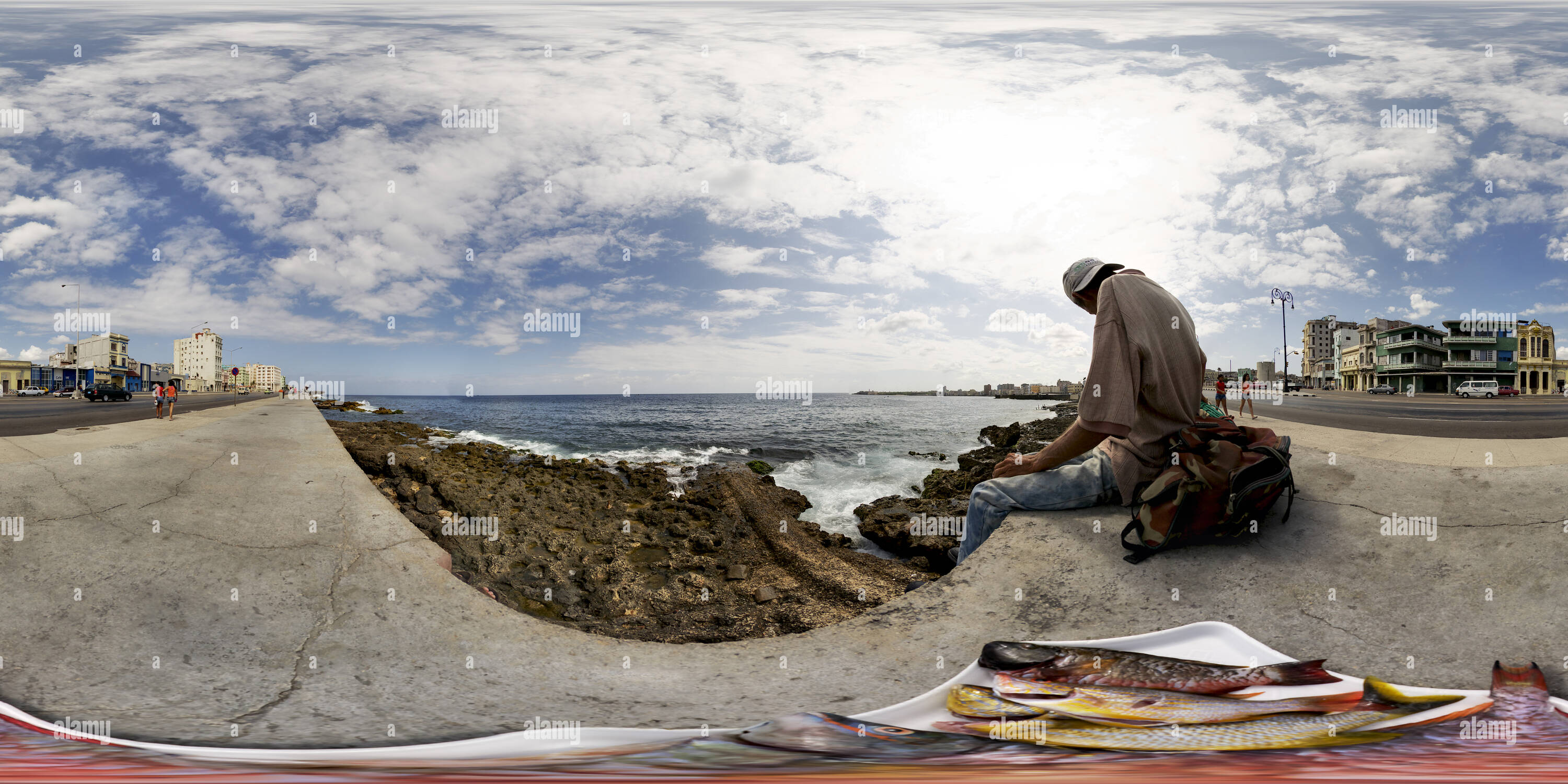 360° view of Catching fish on the Malecon - Alamy