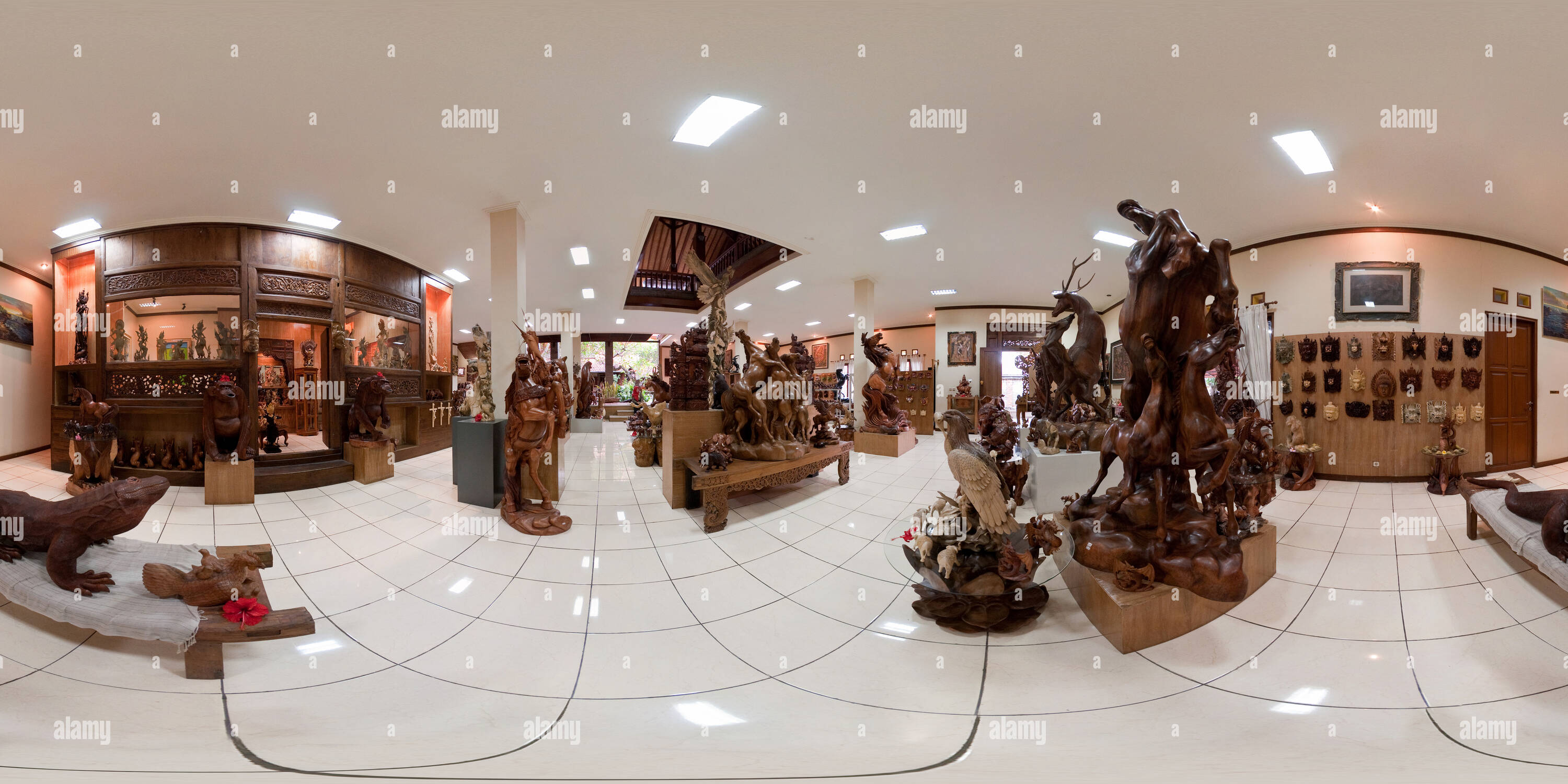 360° view of Wood carvings shop - Alamy