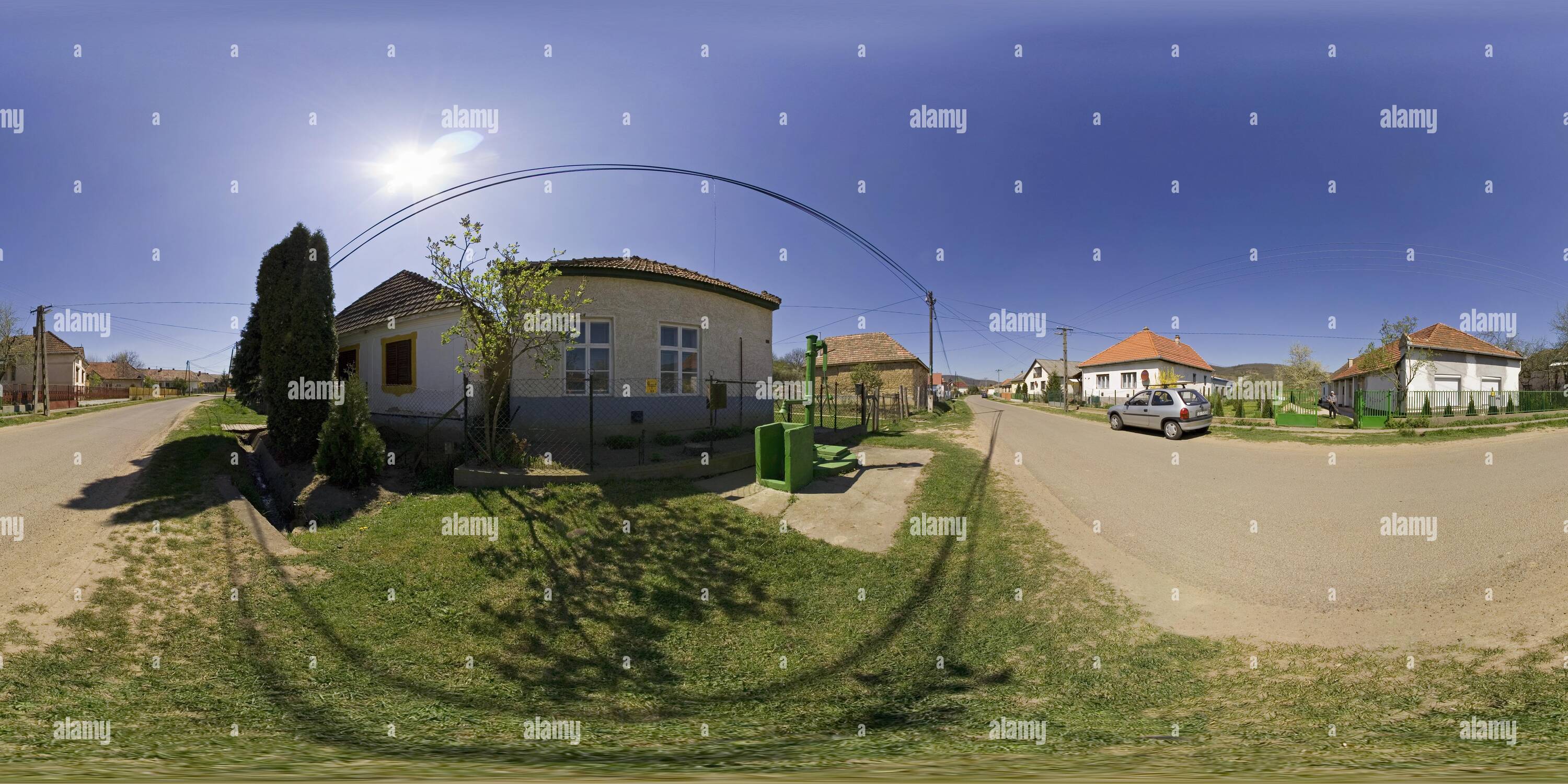 360° view of village-street view with an old well - Alamy