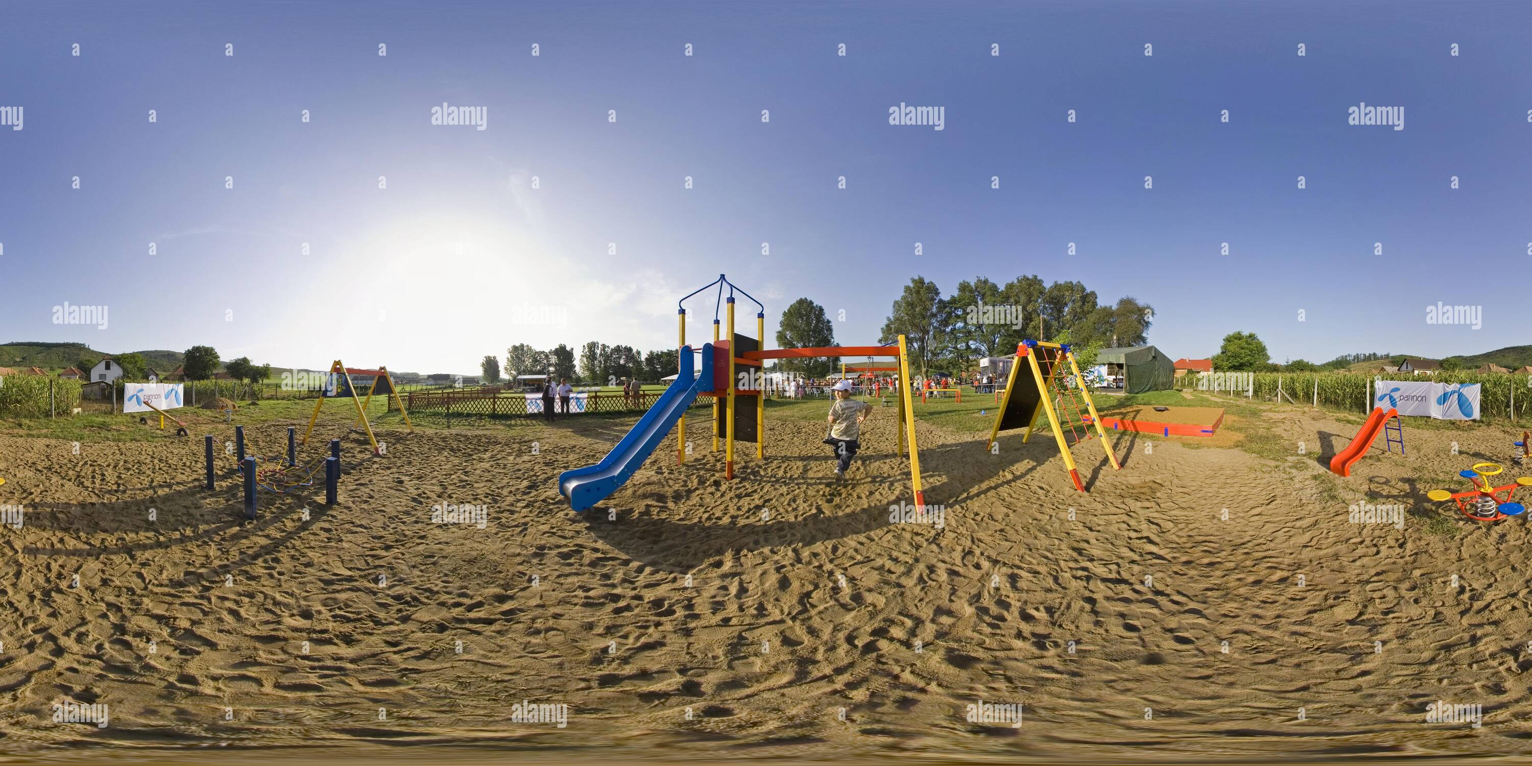 360° view of Village-playground with a child - Alamy