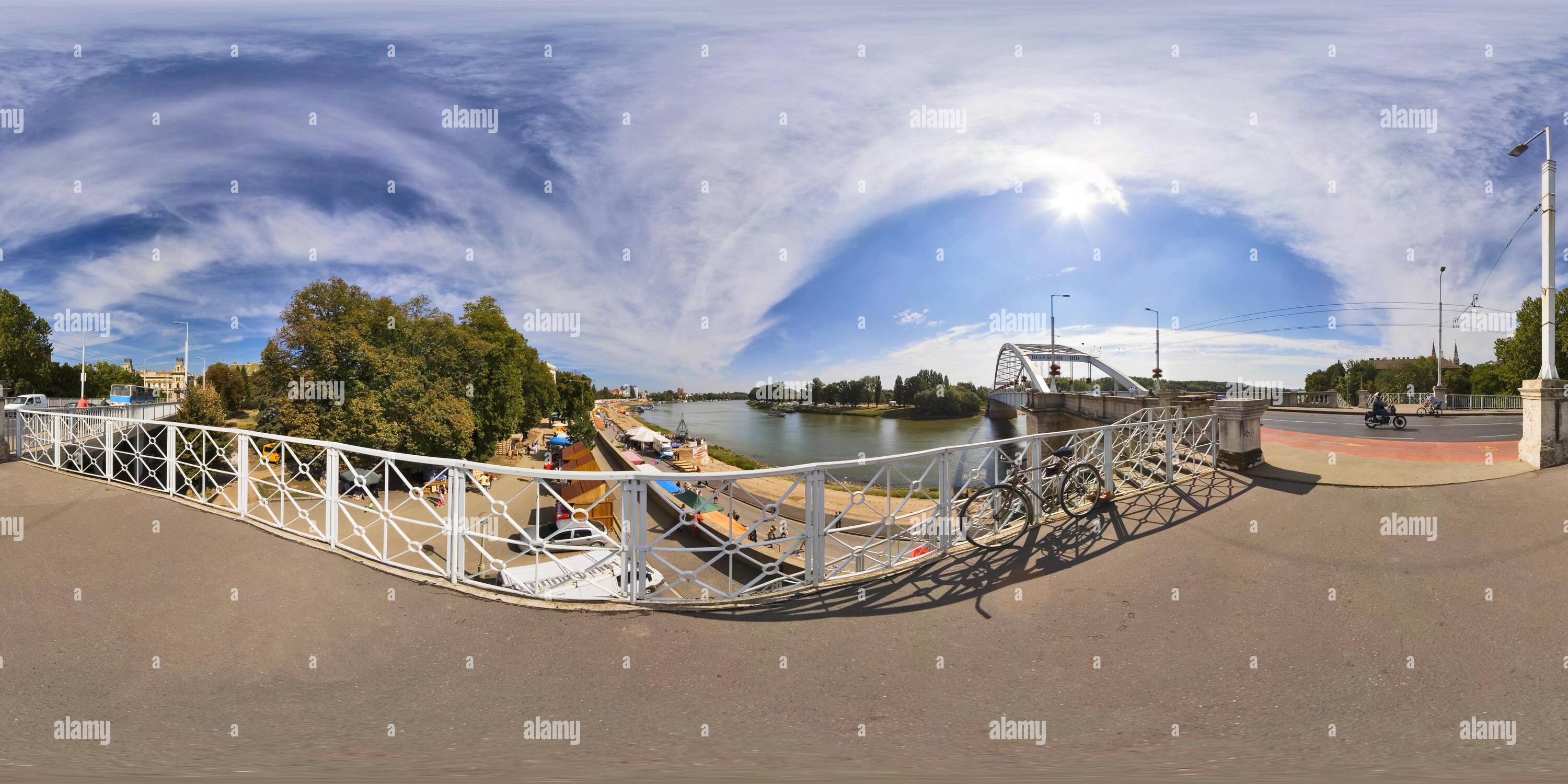 360° view of Downtown Bridge and Tisza river - Alamy
