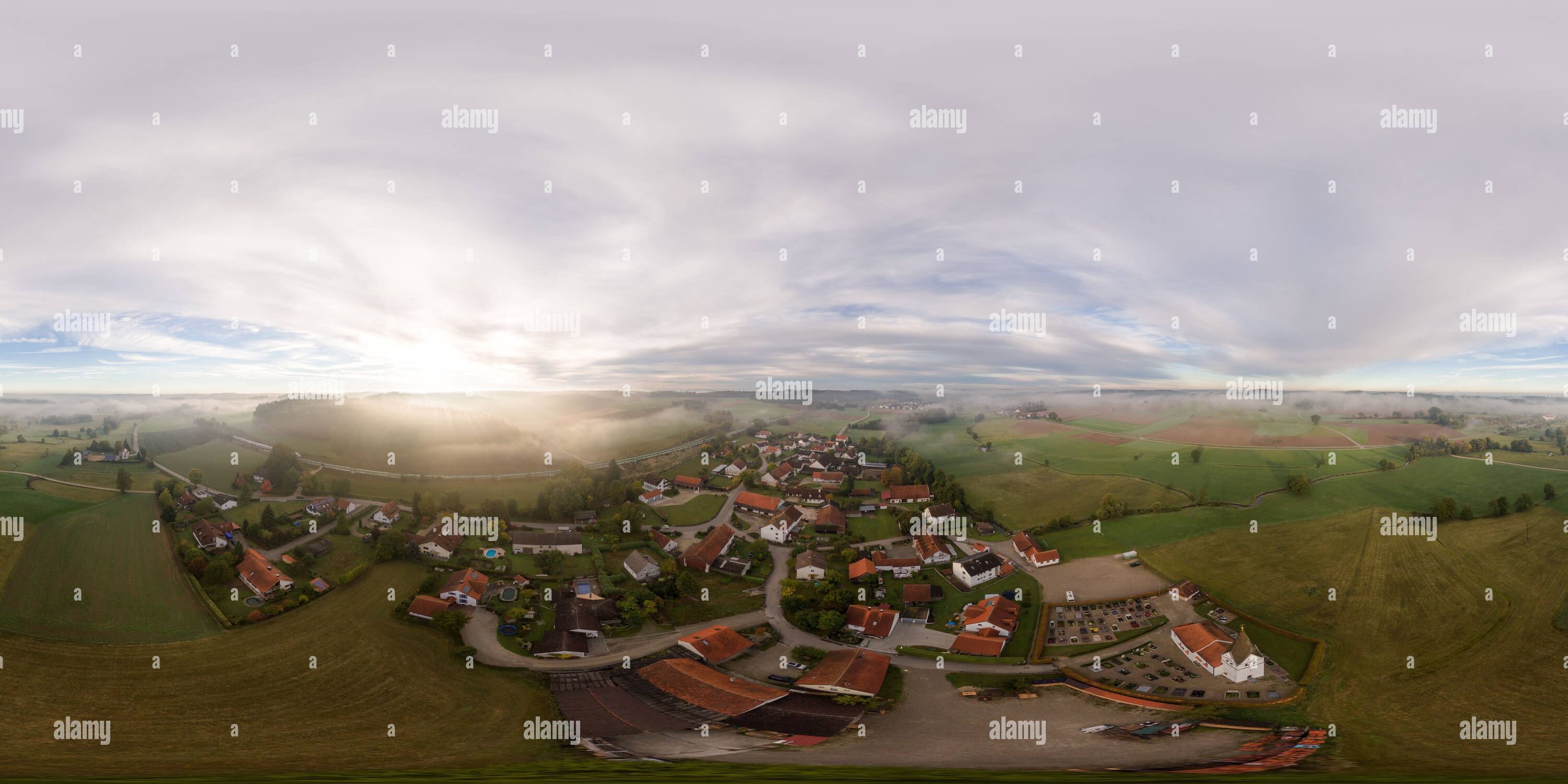 360° view of Morning on the countryside - Alamy