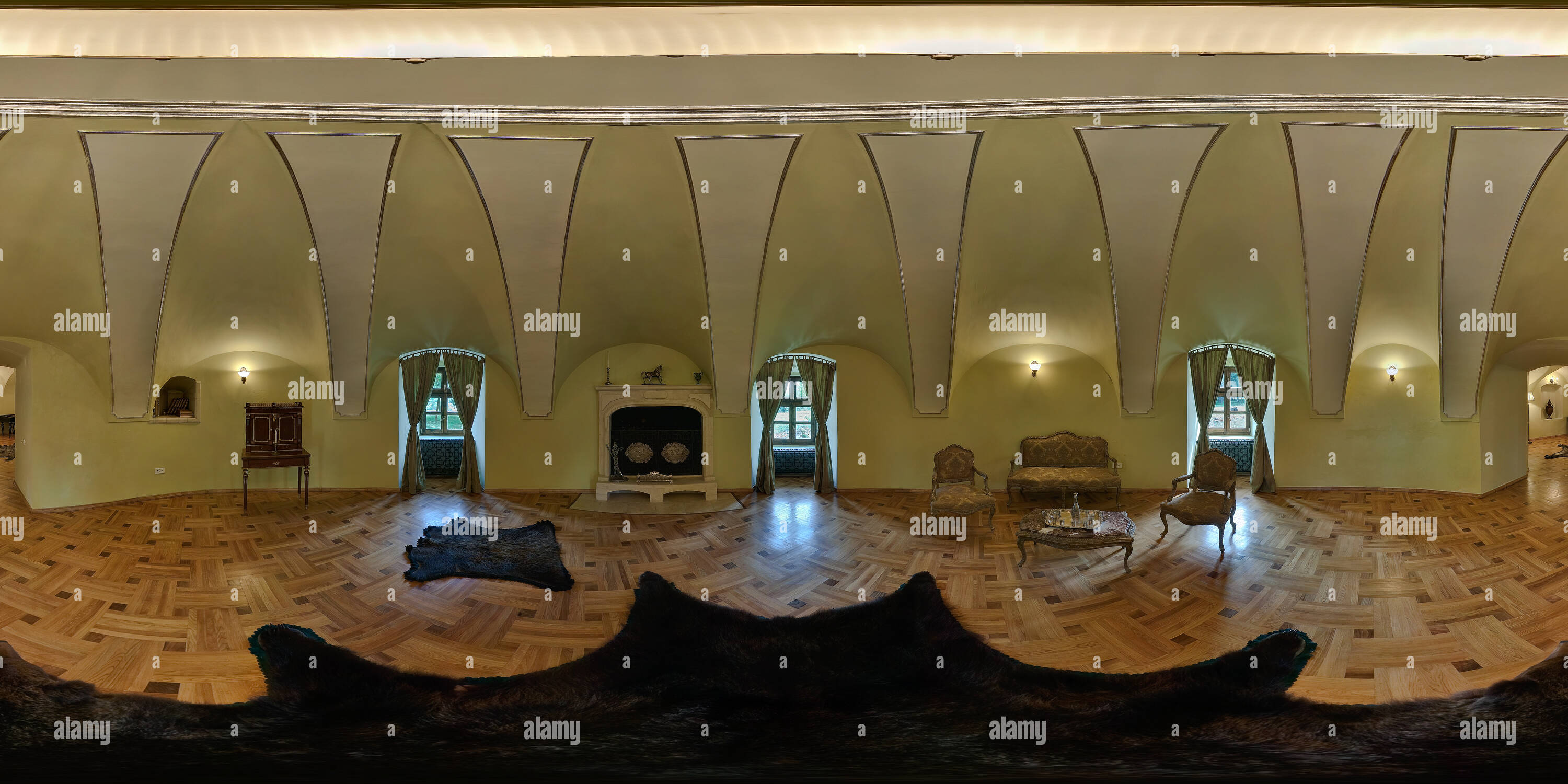 360° view of Trophy room (Bethlen-Haller Castle - Alamy