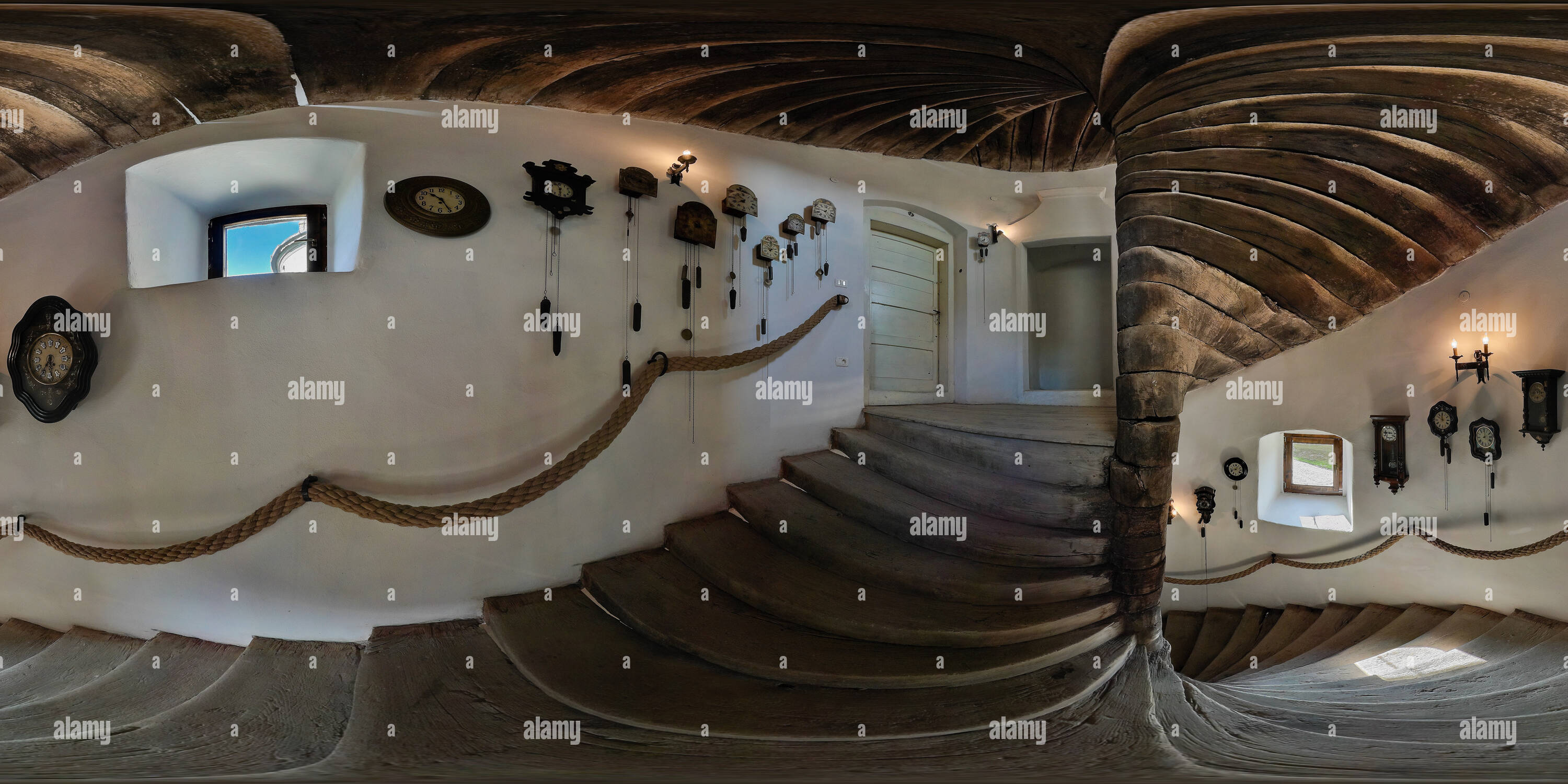 360° view of Clocks stairway #1 (Bethlen-Haller Castle - Alamy