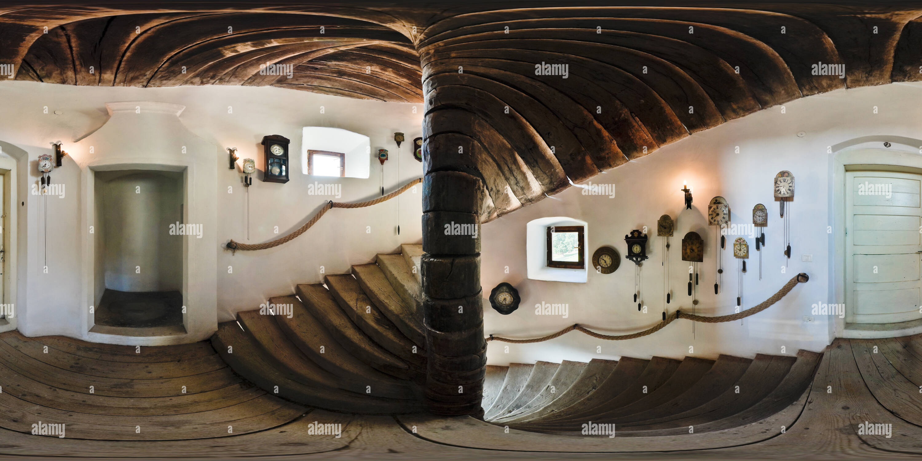 360° view of Clocks stairway #2 (Bethlen-Haller Castle - Alamy