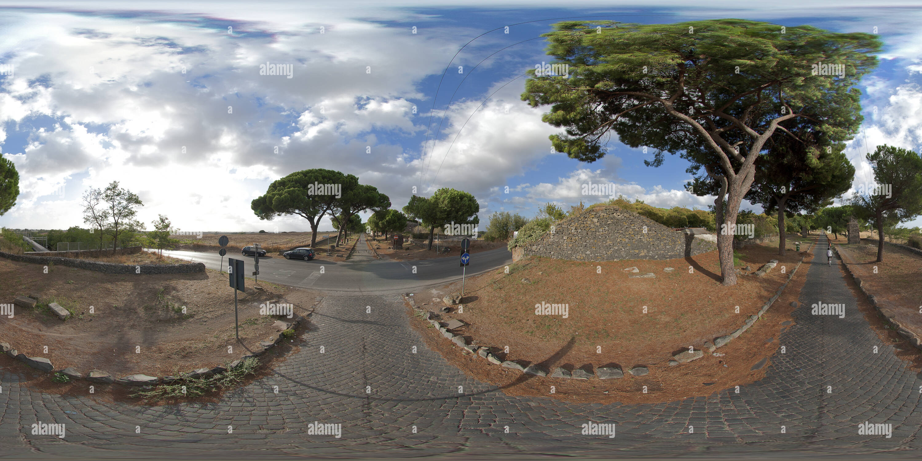 360° view of Appian Way , cross-roads - Alamy
