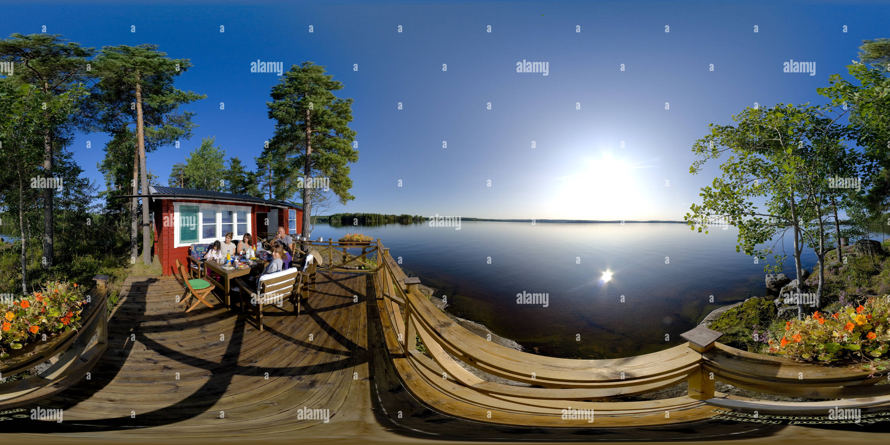 360° view of Breakfast on Veranda - Amanningen lake - sweden - Alamy