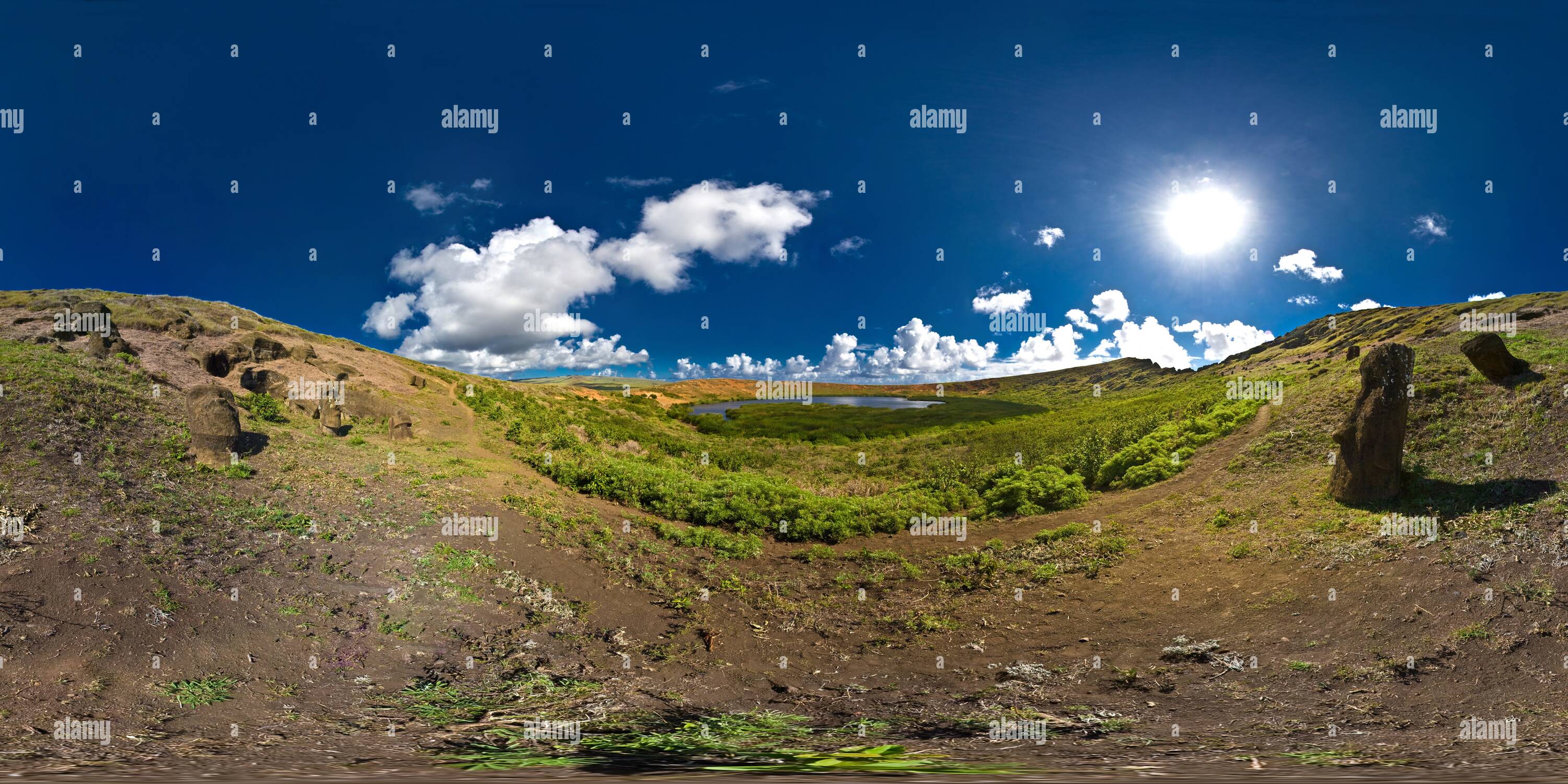 360° view of Inside Rano Raraku : Approaching Moai Land - Alamy