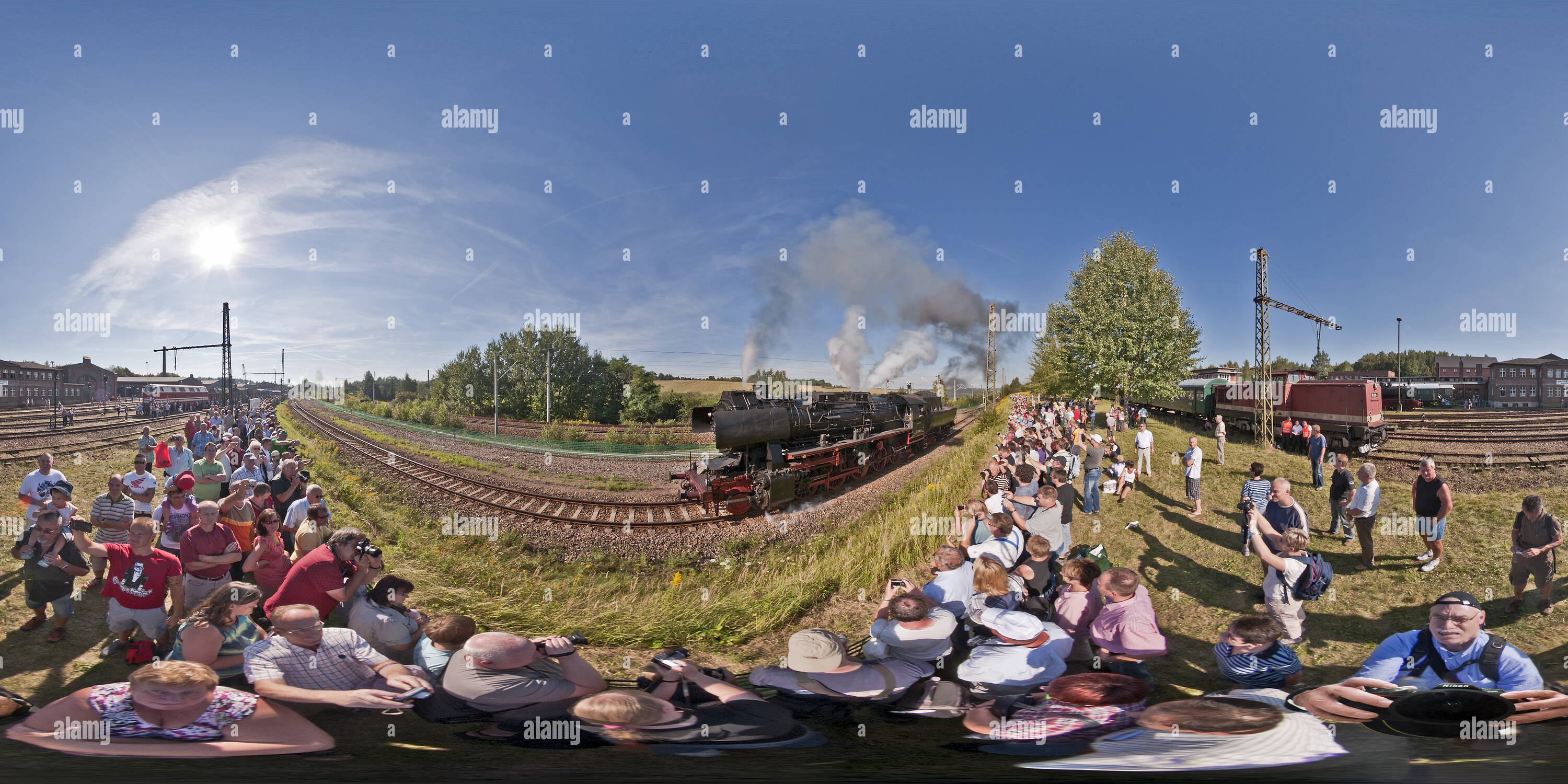 360° view of Dampflokparade - Steam Trains - Alamy