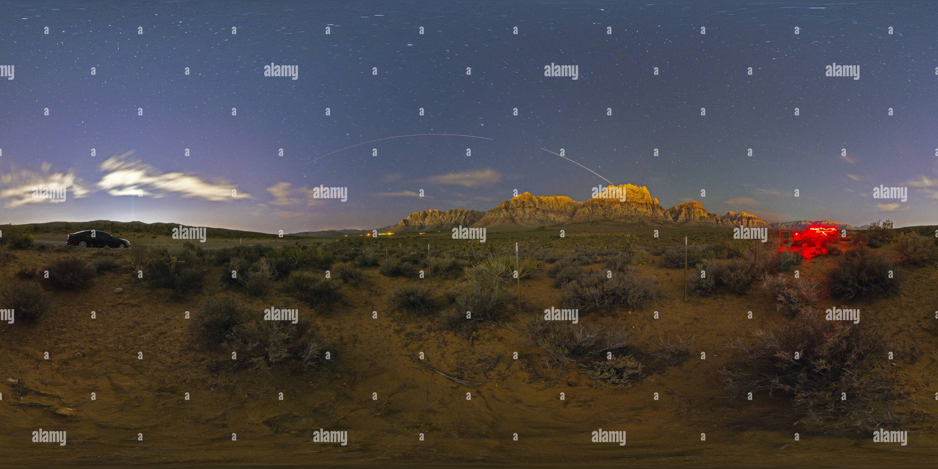 360° view of Red Rock near Las Vegas ( Night Panorama - Alamy