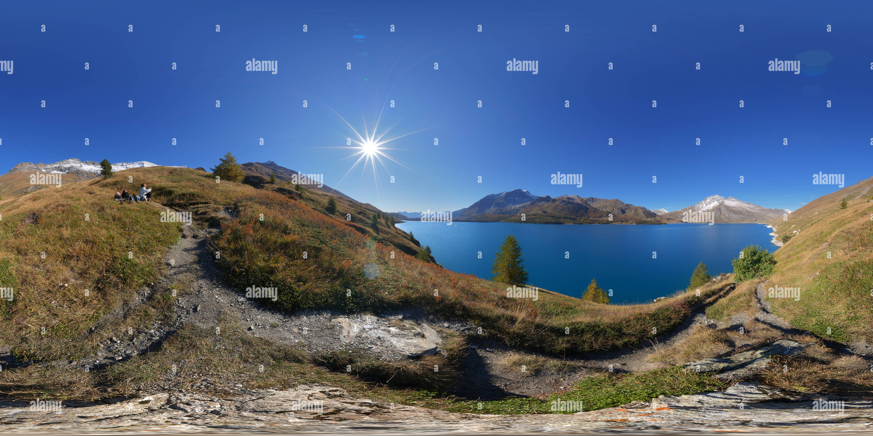 360° view of Mont Cenis lake - Alamy