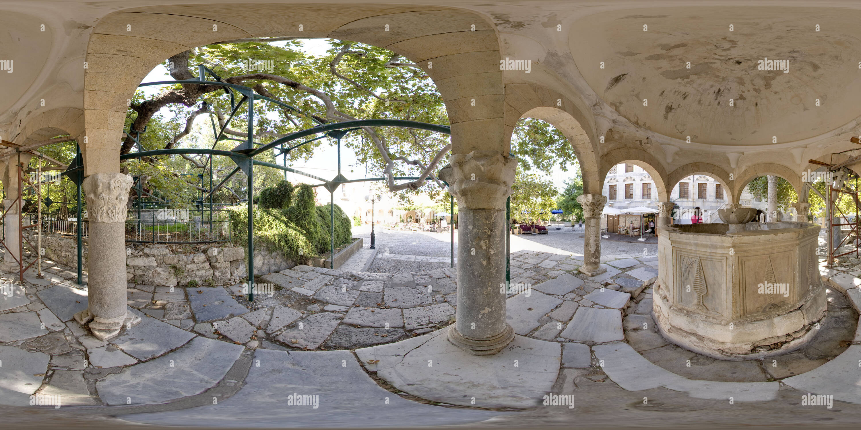 360° view of "Tree of Hippocrates - Kos island - Alamy